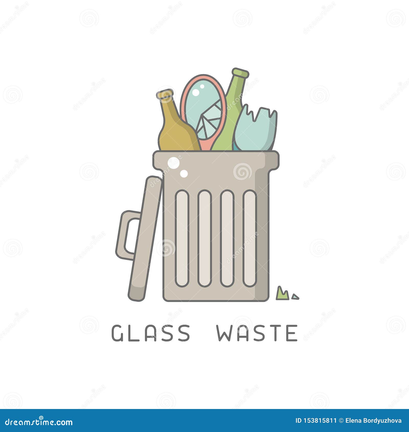 Glass Waste Many Isolated On White Background, Pile Of Glass Garbage ...