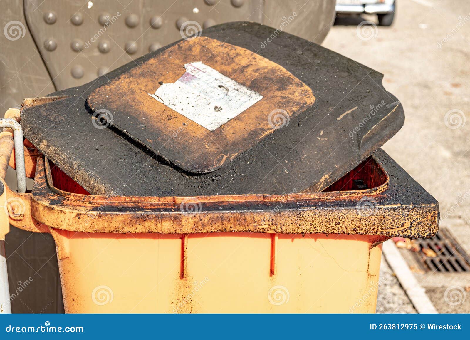 Trash can has burned stock image. Image of burnt, garbage - 263812975