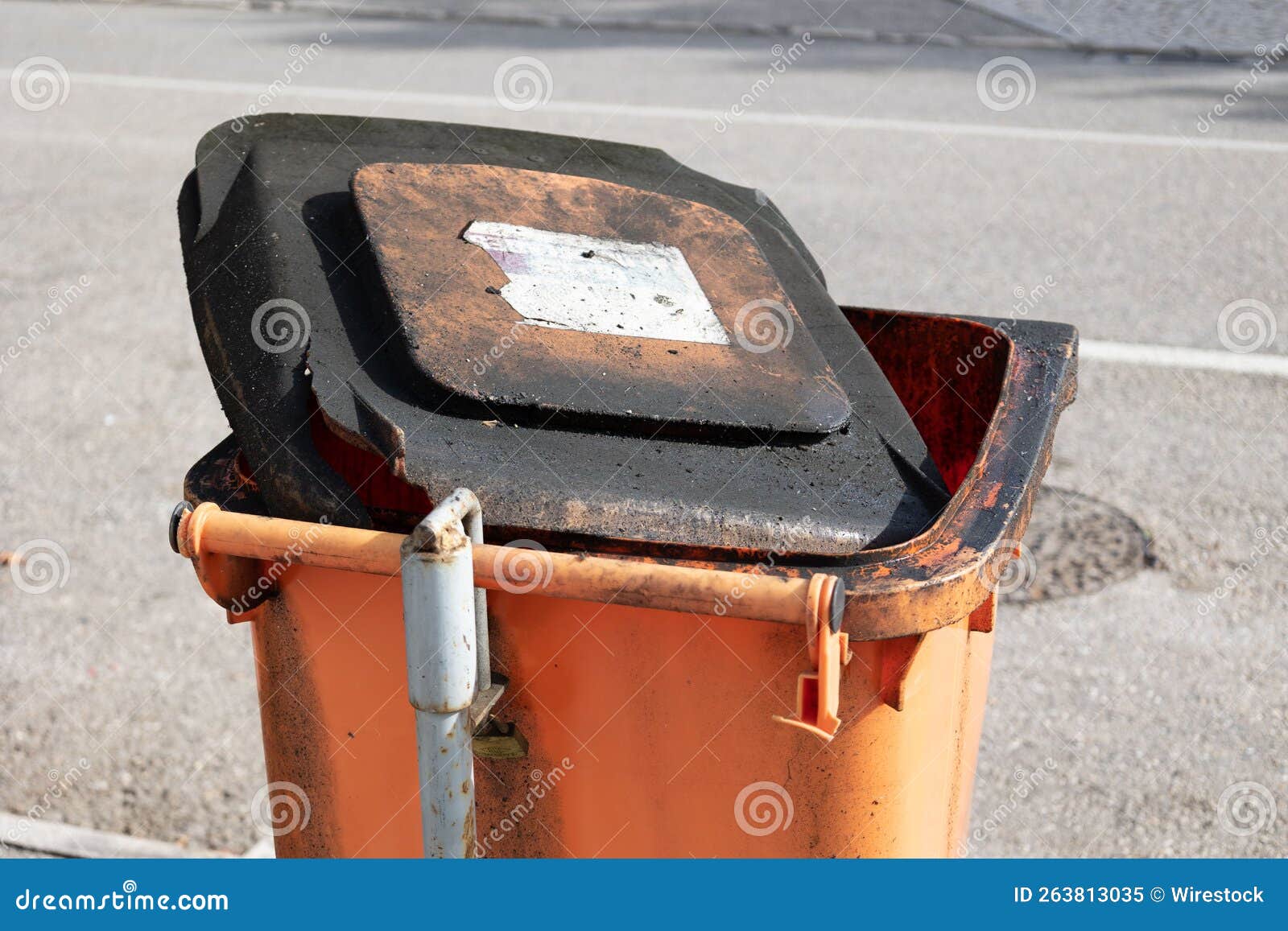 Trash can has burned stock image. Image of department - 263813035