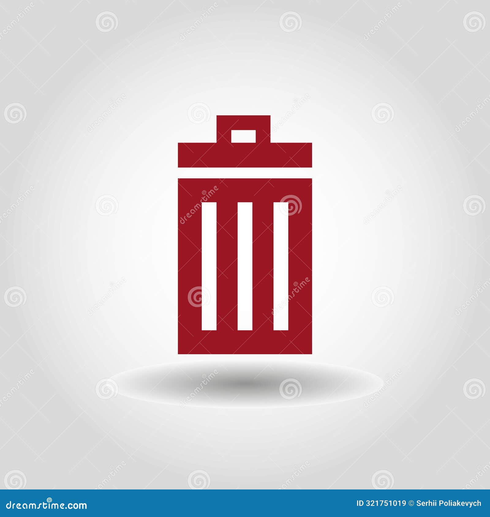 Trash Can Icon. Red Bin Symbol. Vector Illustration. Grey Background ...