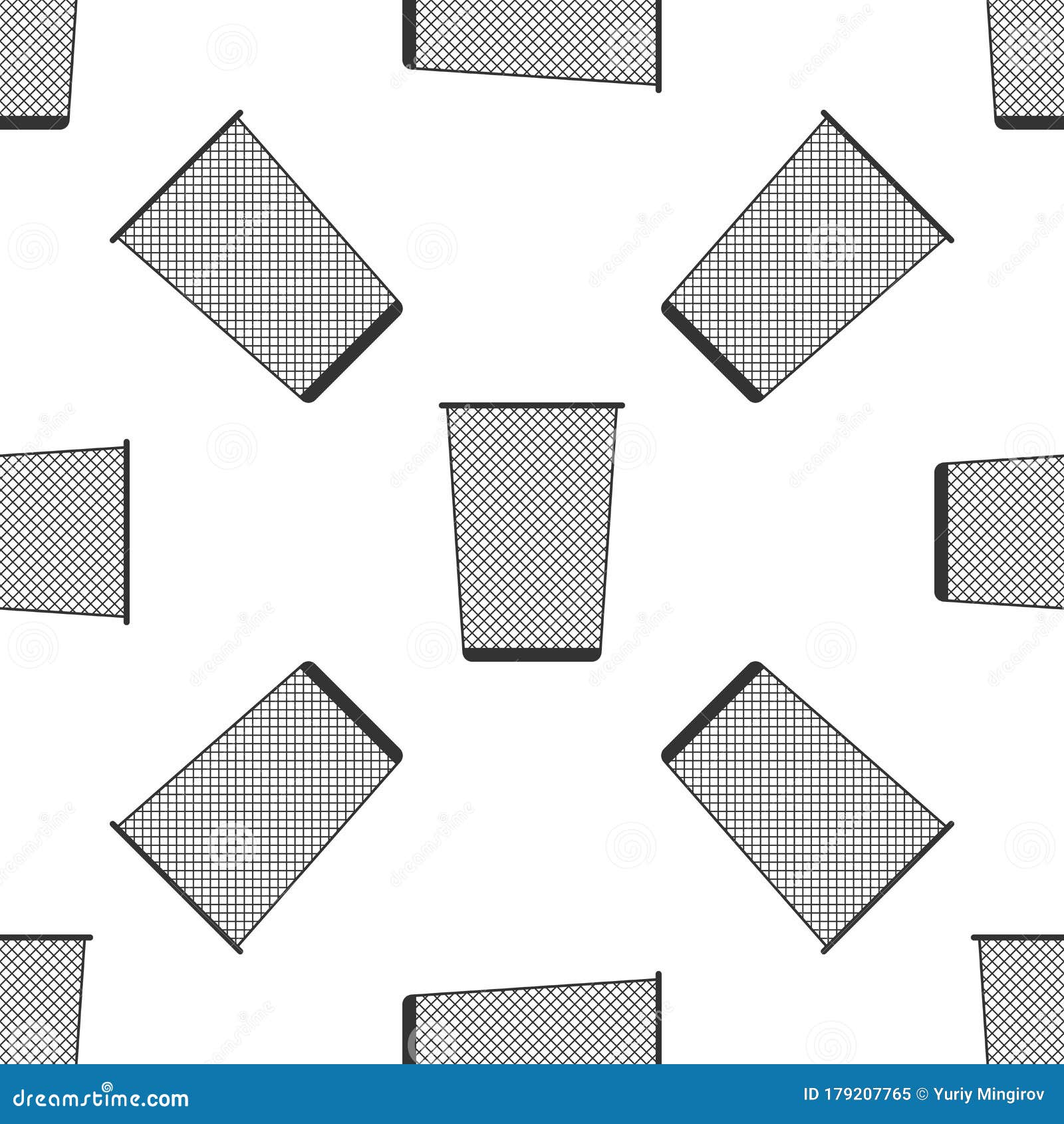 Trash Can Icon Seamless Pattern on White Background. Garbage Bin Sign ...