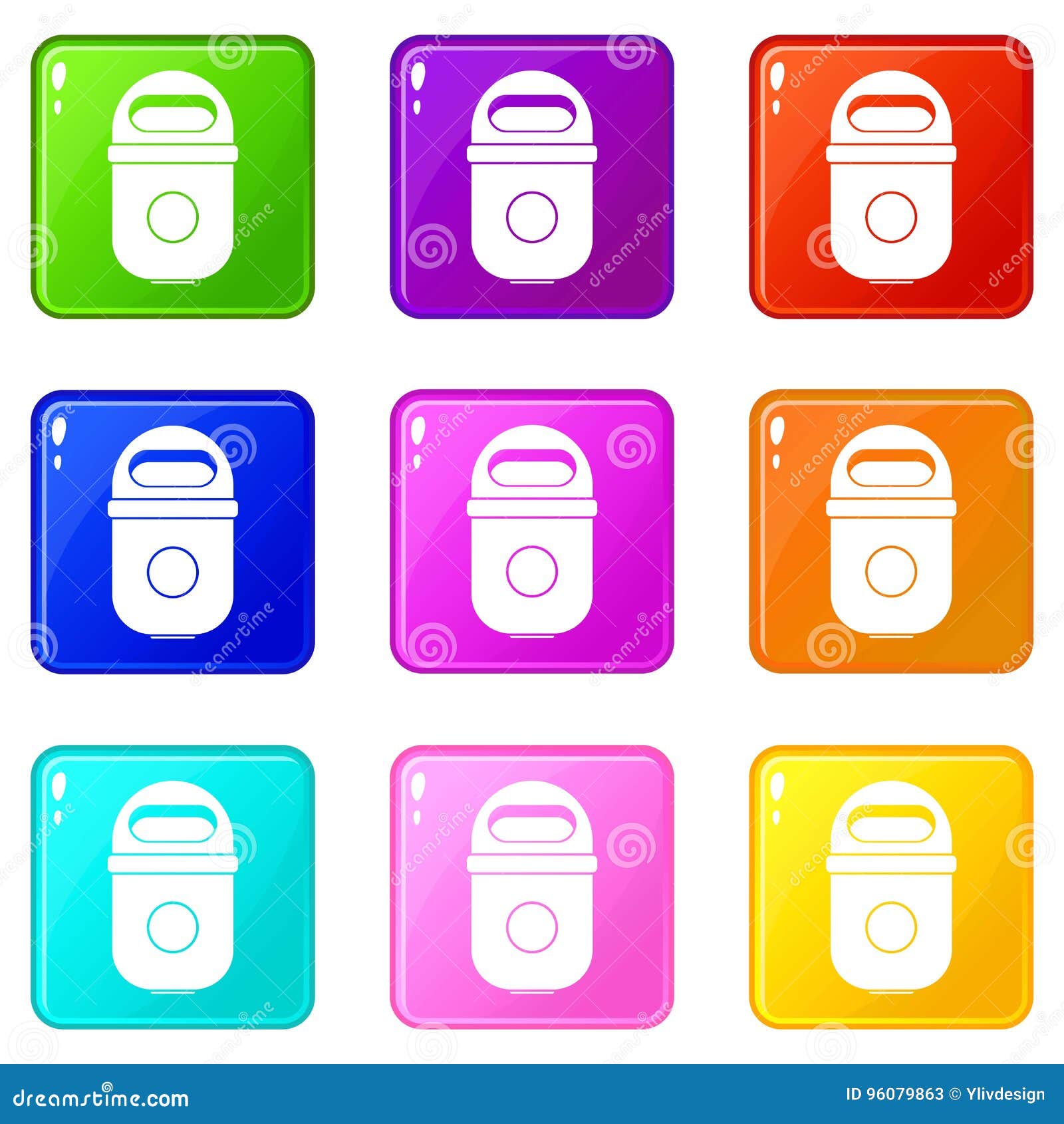 Trash can icons 9 set stock vector. Illustration of ecology - 96079863