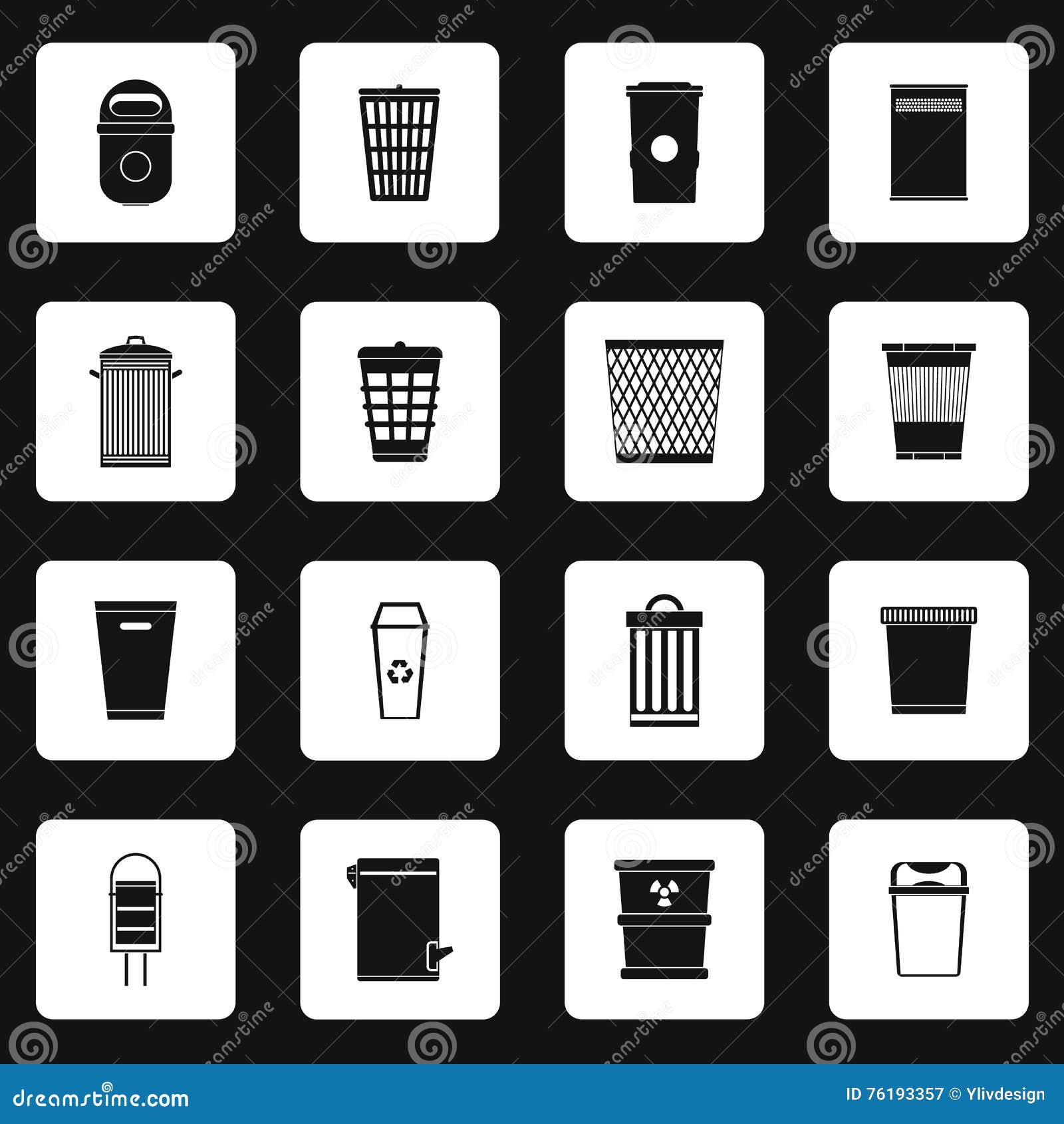 Trash Can Icons Set, Simple Style Stock Vector - Illustration of ...