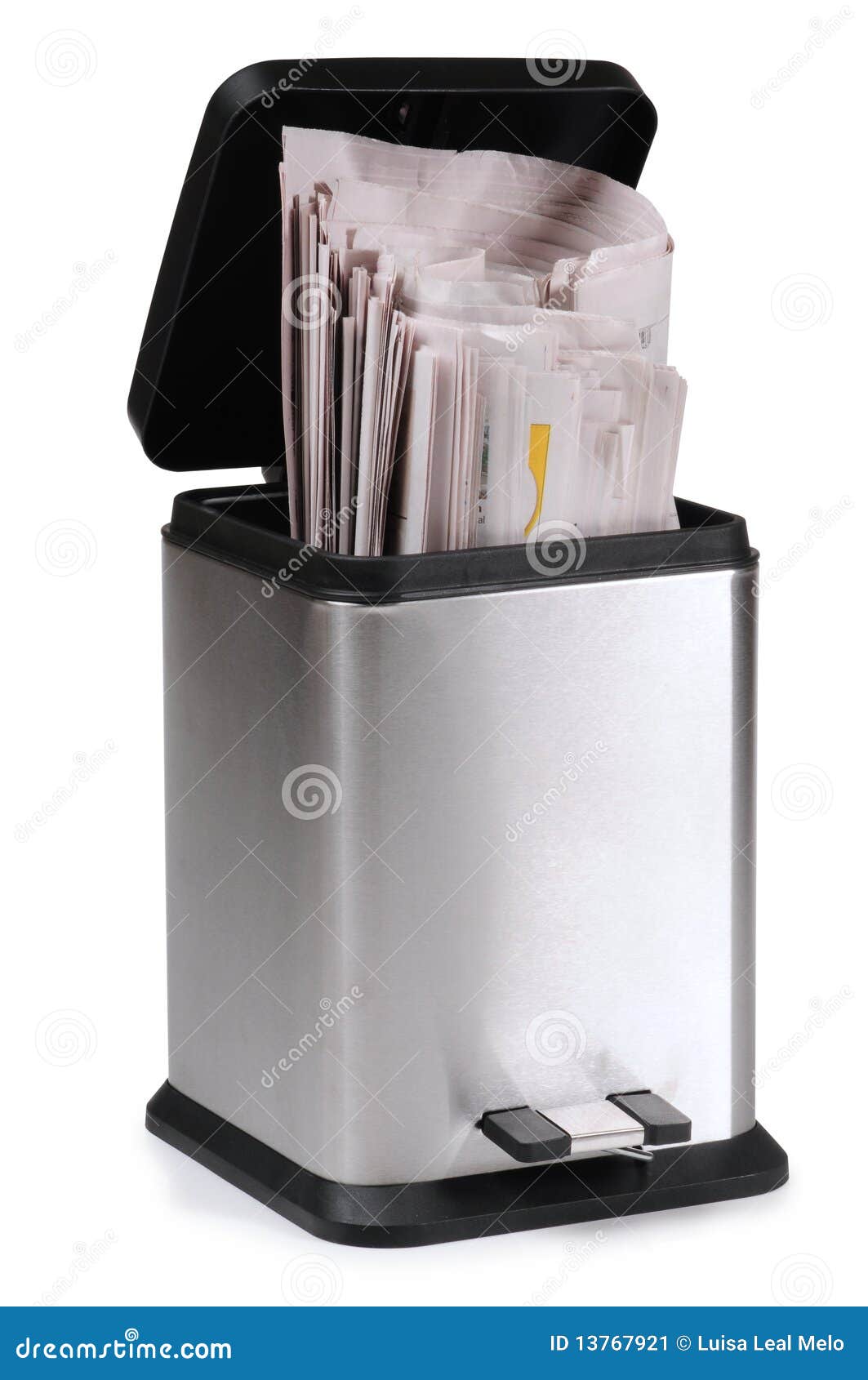 Trash can. Isolated stock image. Image of paper, newspaper - 13767921