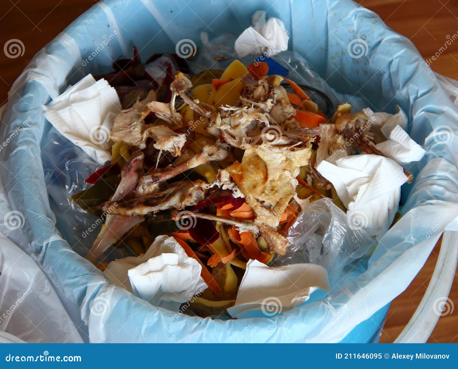 Trash Can in the Kitchen with Leftover Food Stock Image - Image of ...