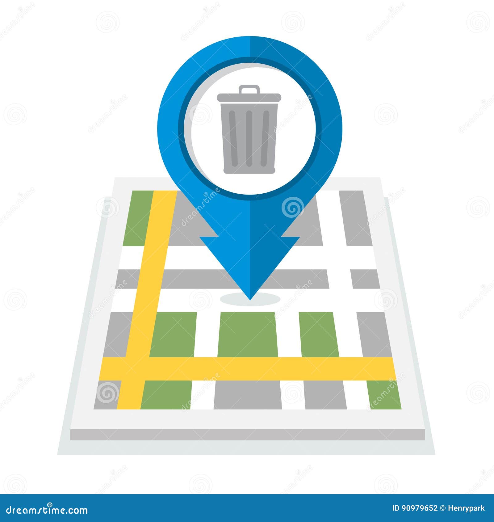 Trash can map icon stock vector. Illustration of digital - 90979652