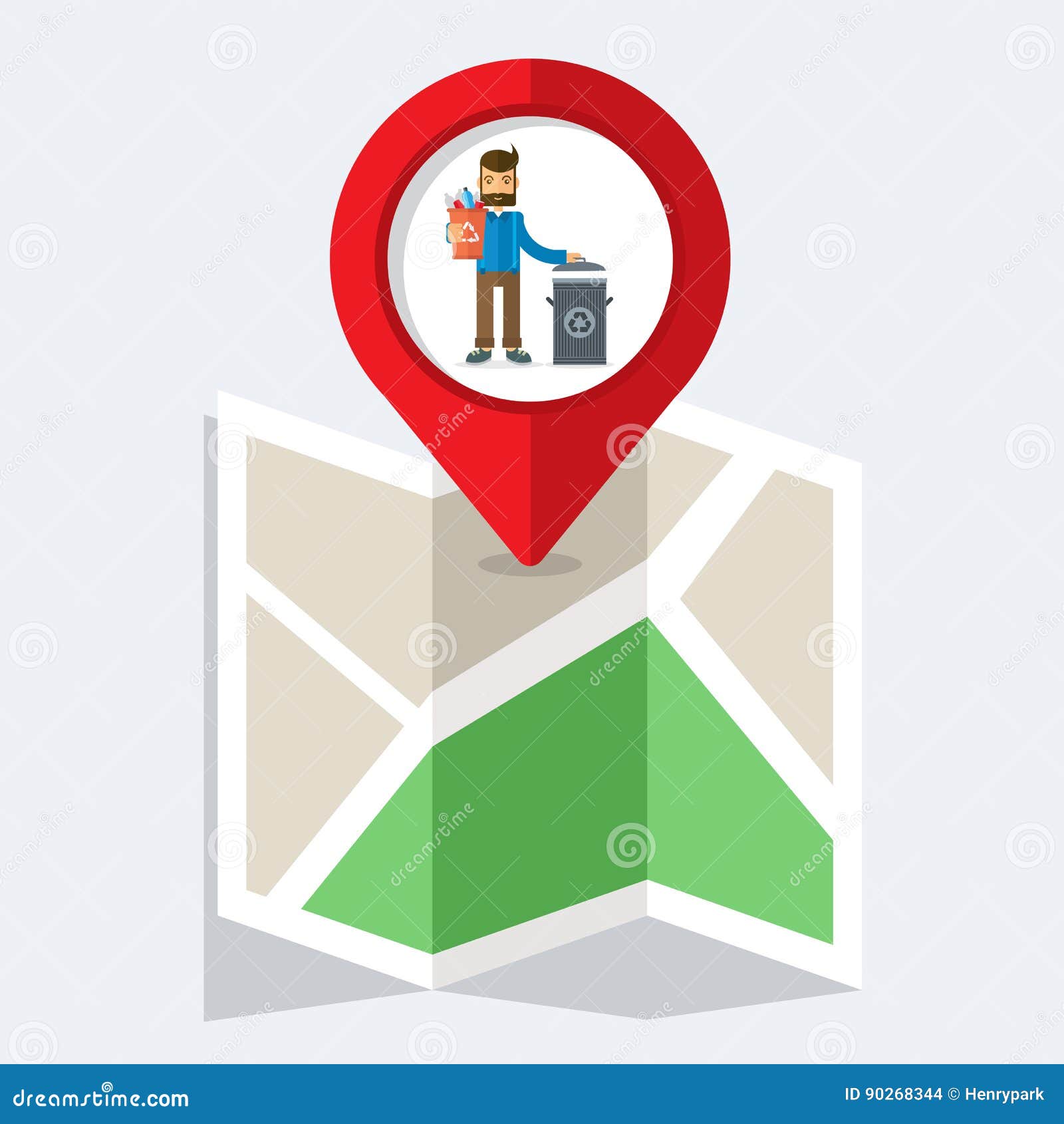 Trash can map stock vector. Illustration of green, litter - 90268344