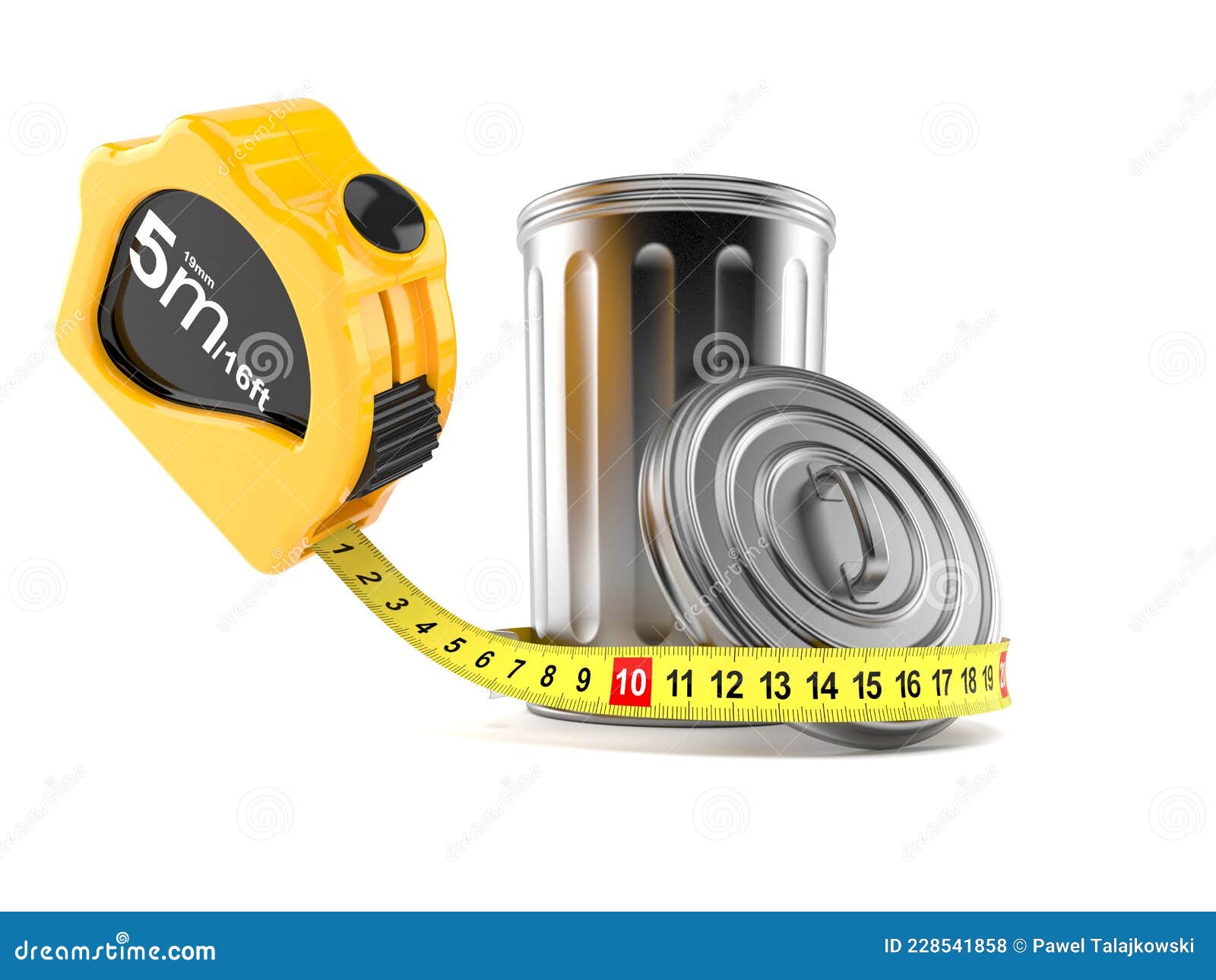 Trash Can with Measuring Tape Stock Illustration - Illustration of size ...