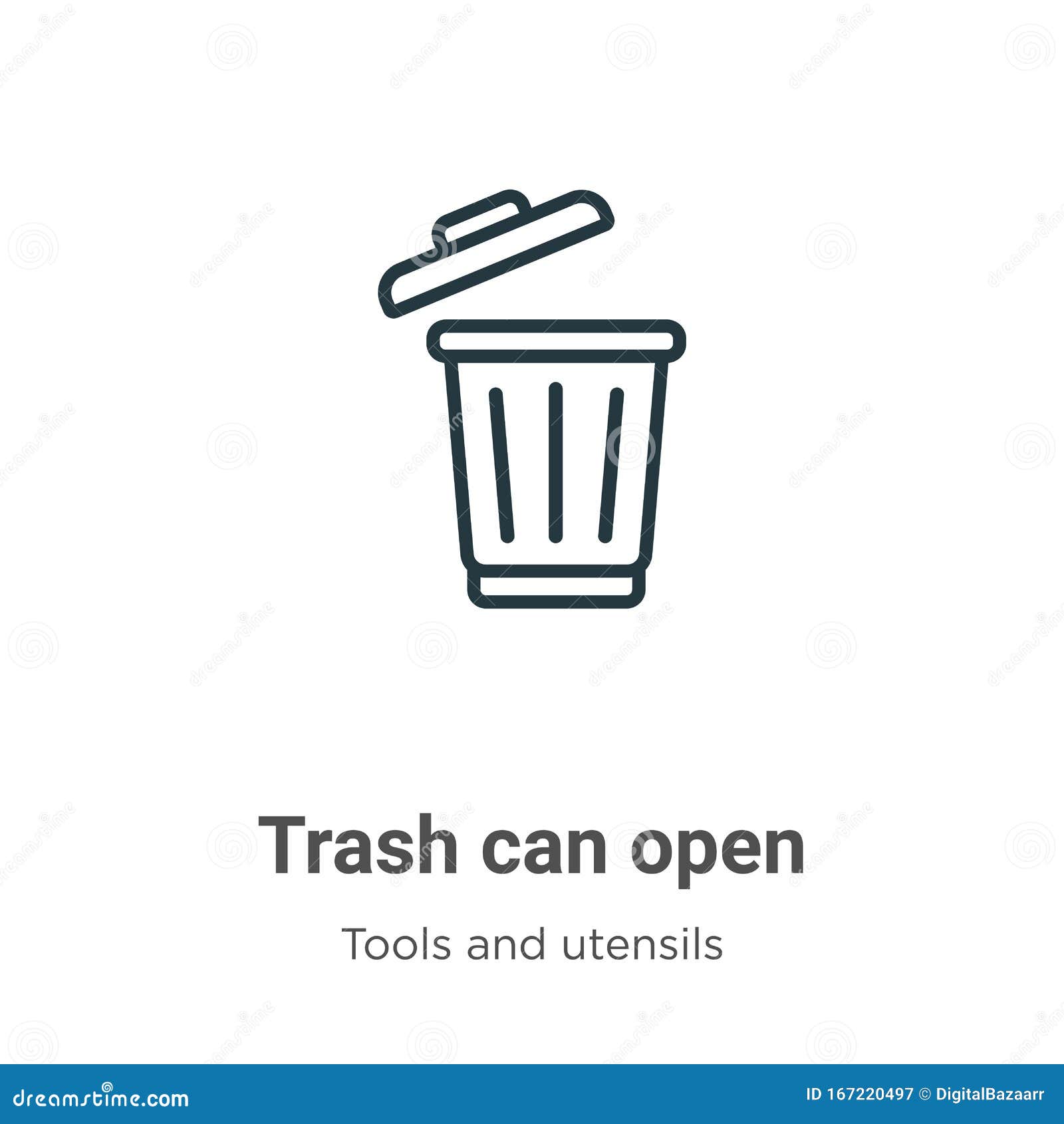 Trash Can Open Outline Vector Icon. Thin Line Black Trash Can Open Icon ...