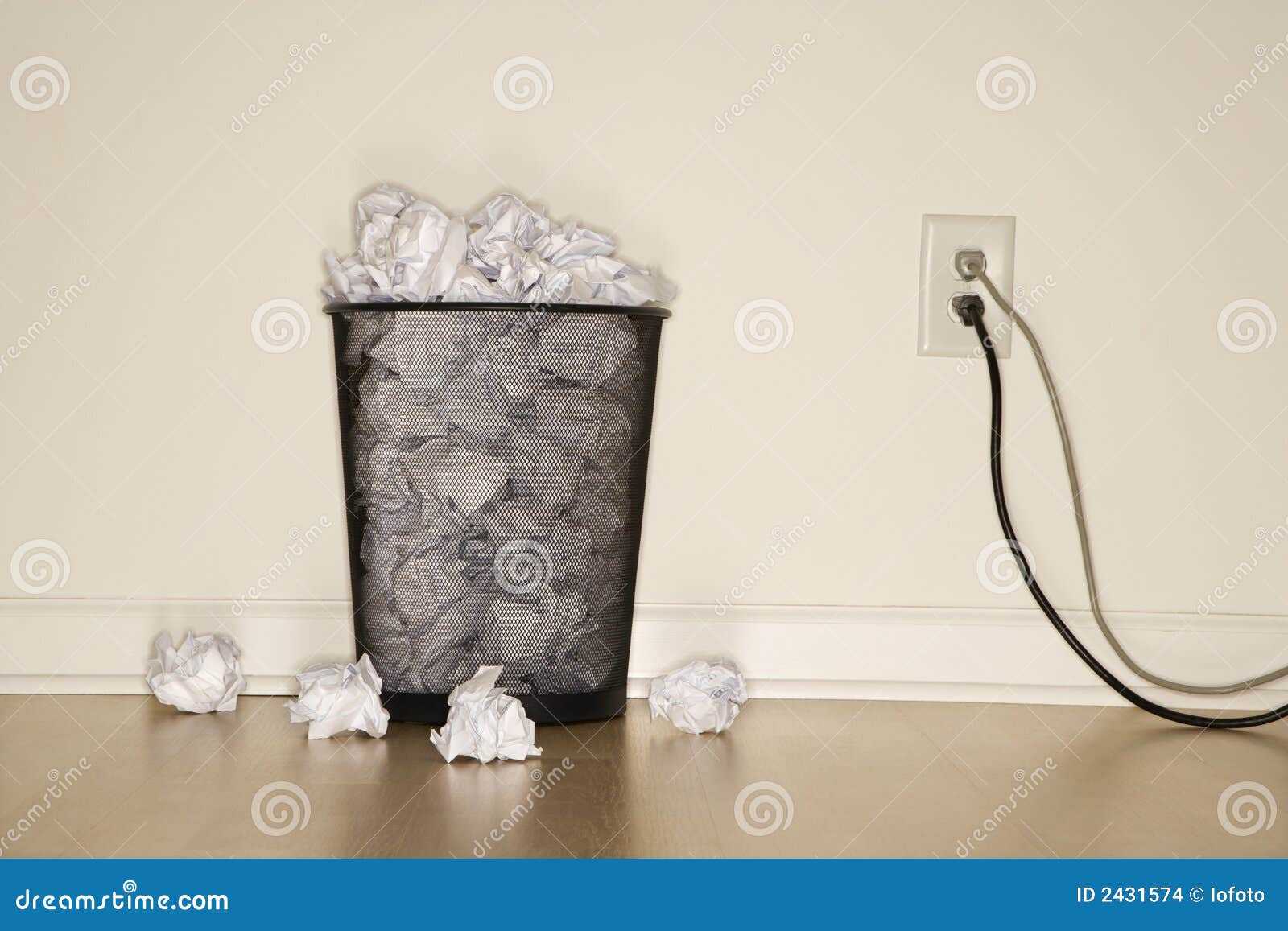 Trash can and outlet. stock photo. Image of electrical - 2431574