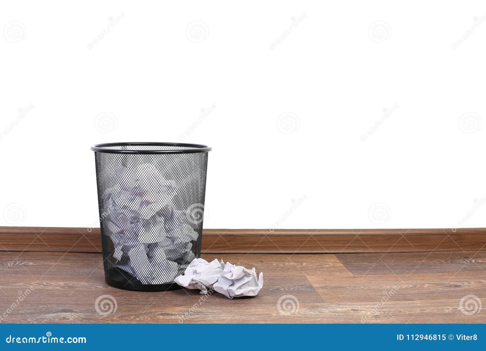 Trash Can with Papers on the Floor Stock Image - Image of metal, dump ...