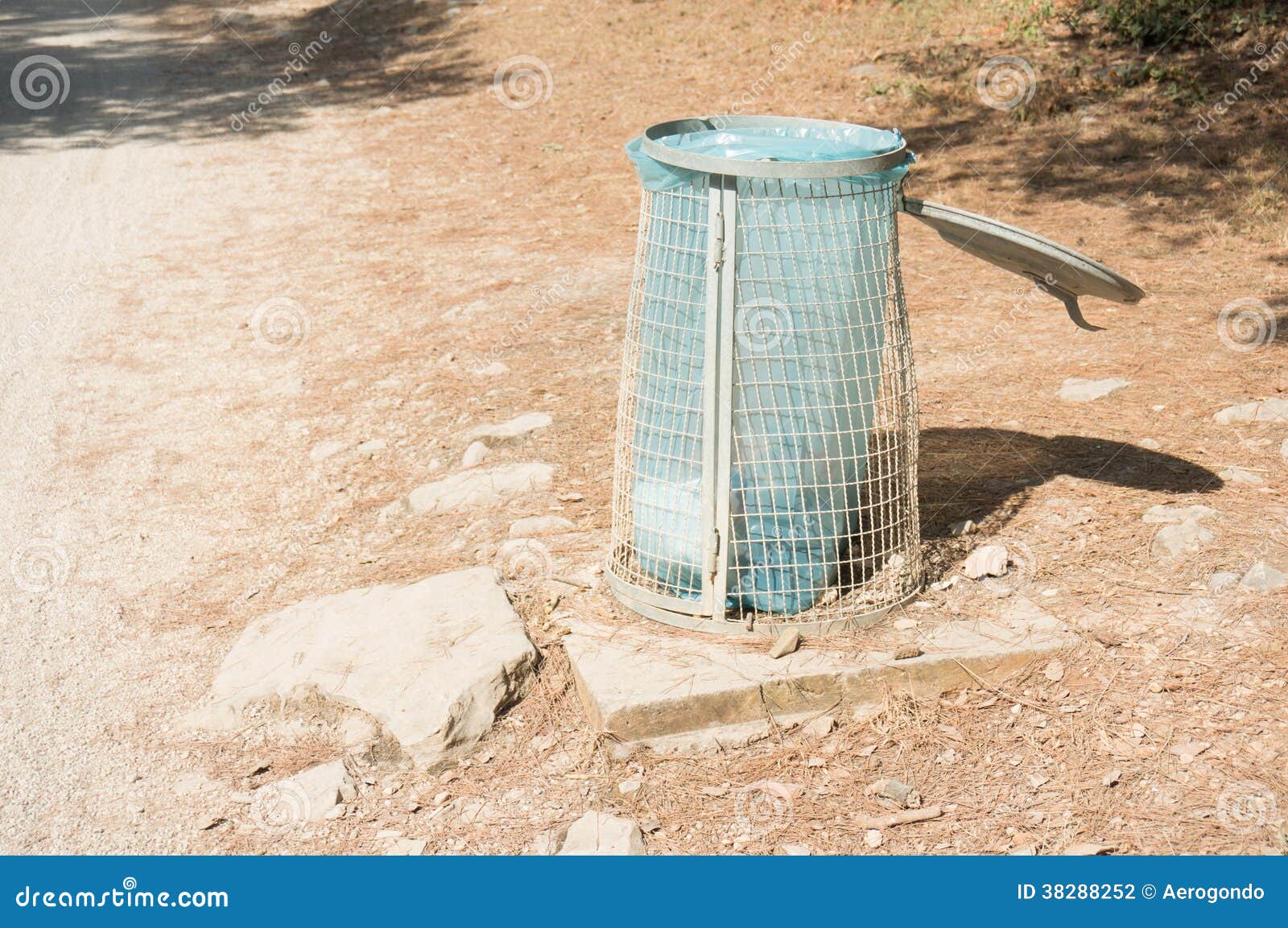 Trash can in park stock photo. Image of sand, rubbish - 38288252
