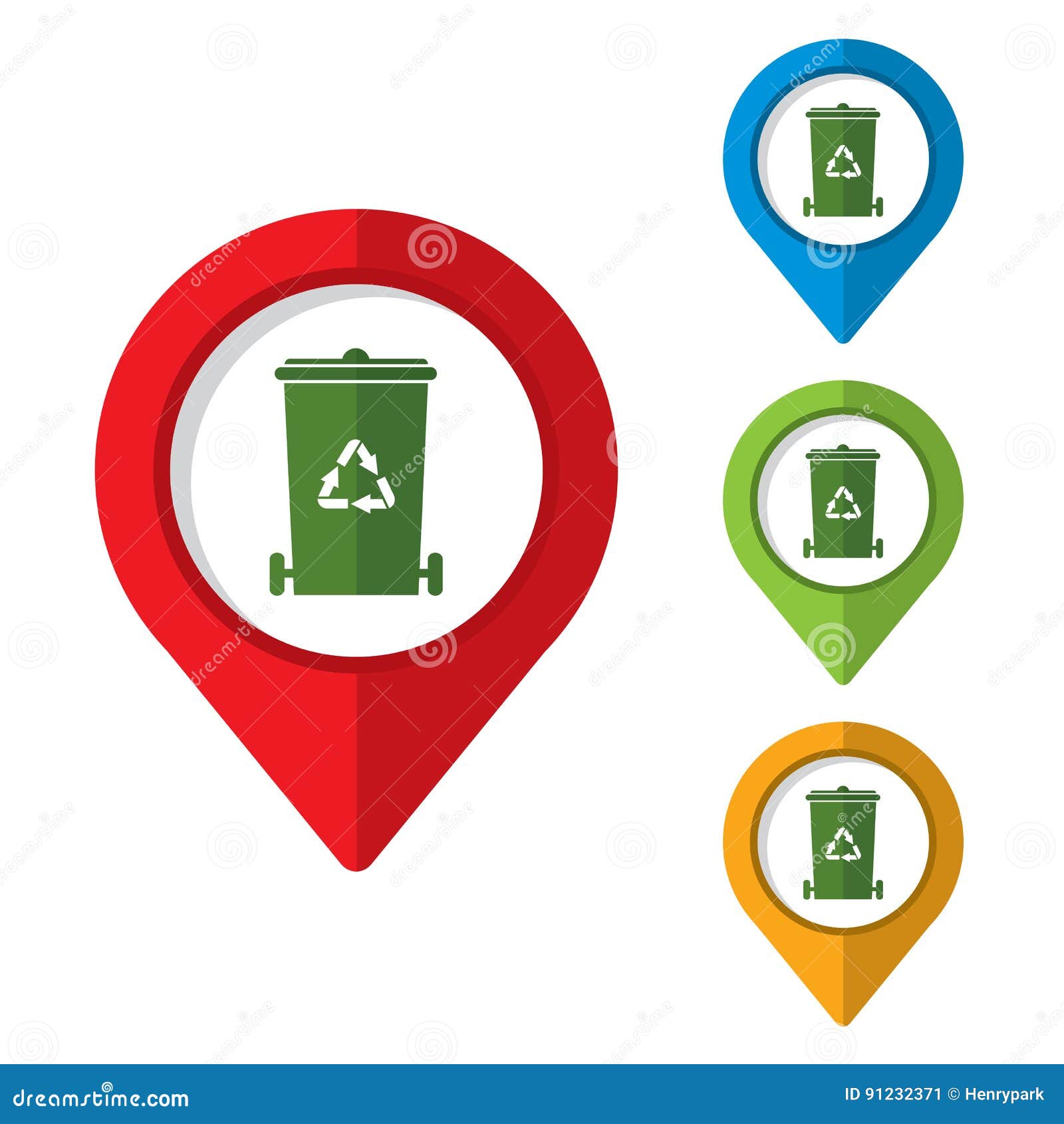 Trash can pin stock vector. Illustration of design, basket - 91232371