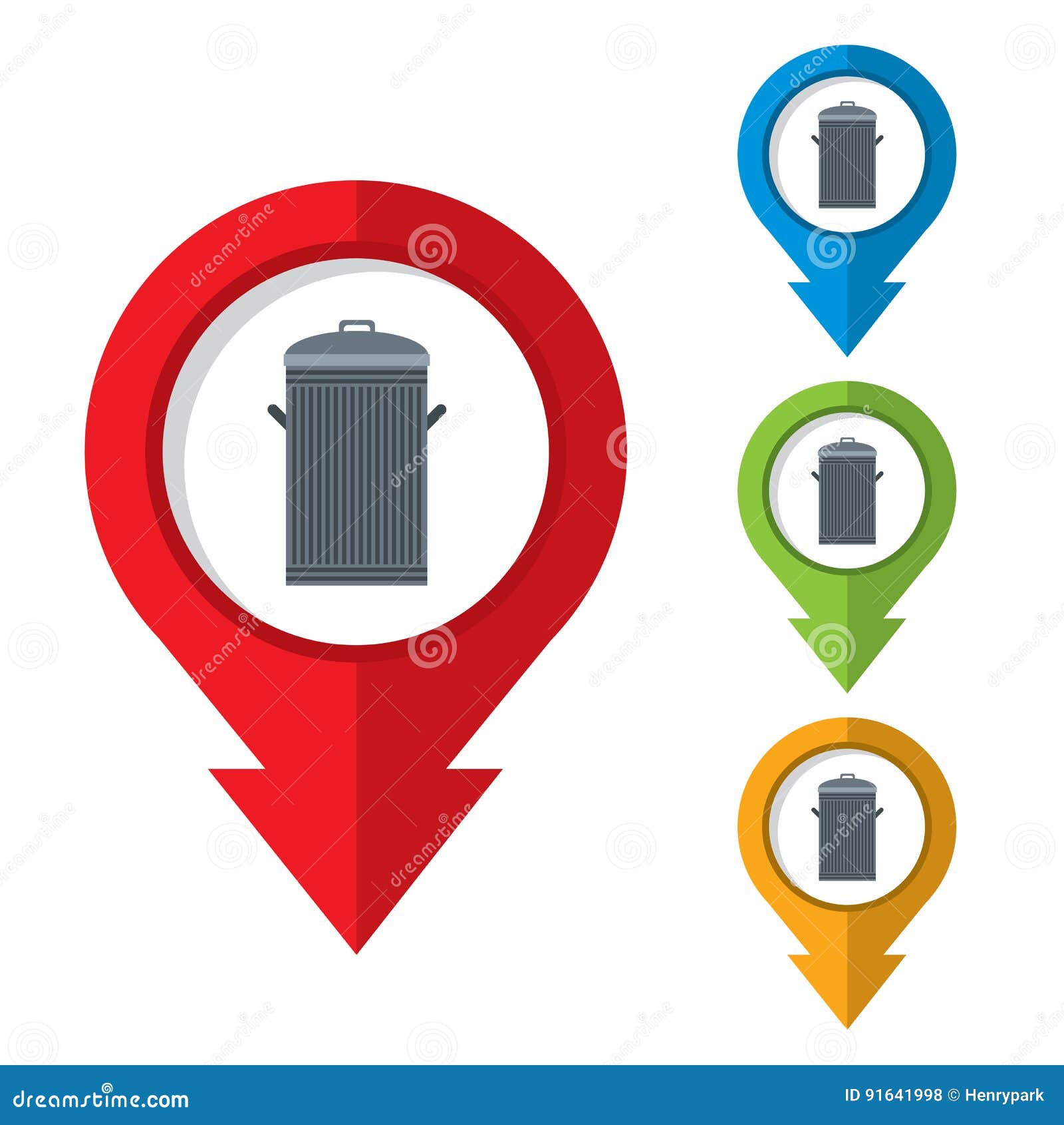 Trash can pin and map stock vector. Illustration of dump - 91641998