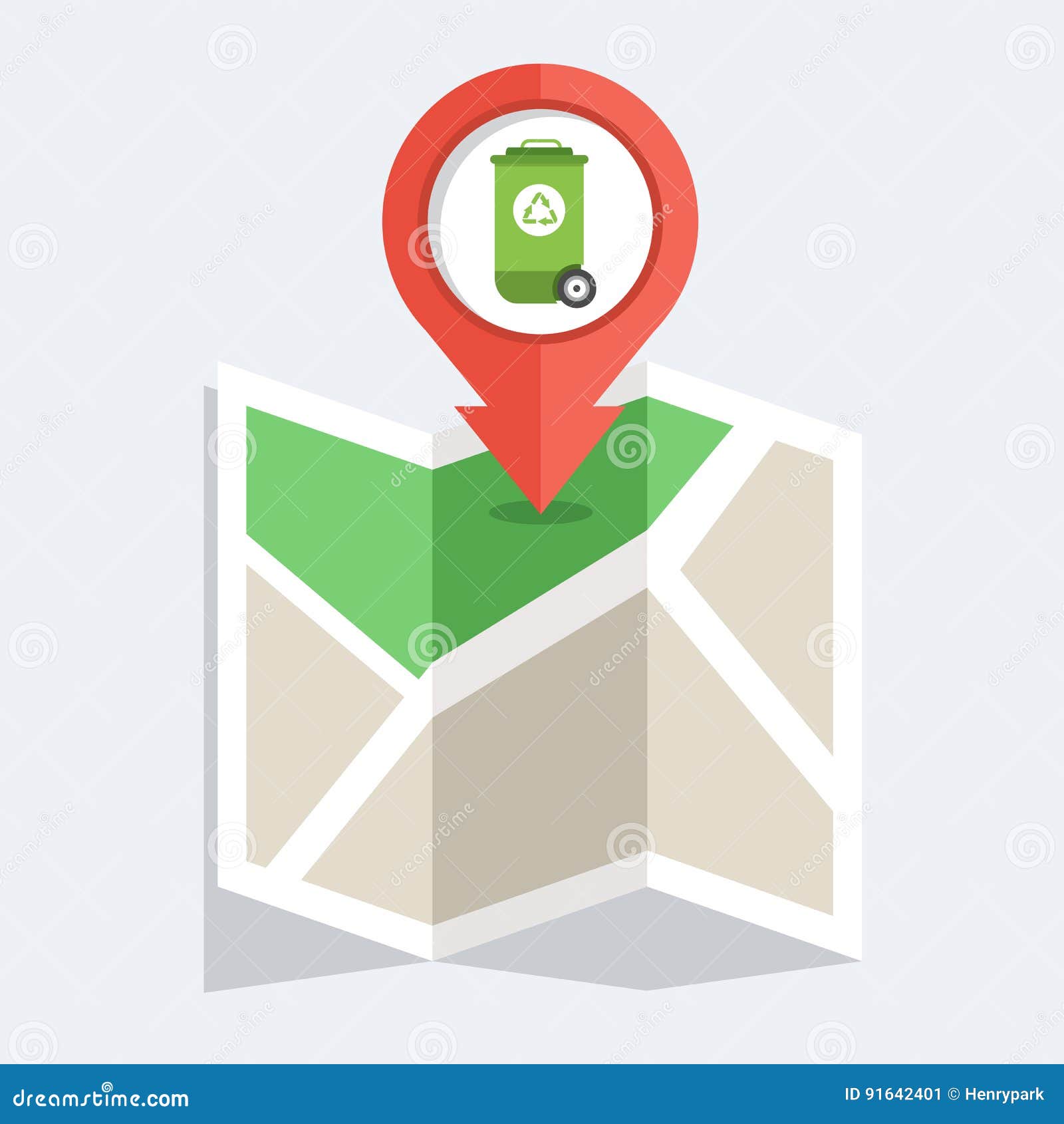 Trash can pin and map stock vector. Illustration of dump - 91642401