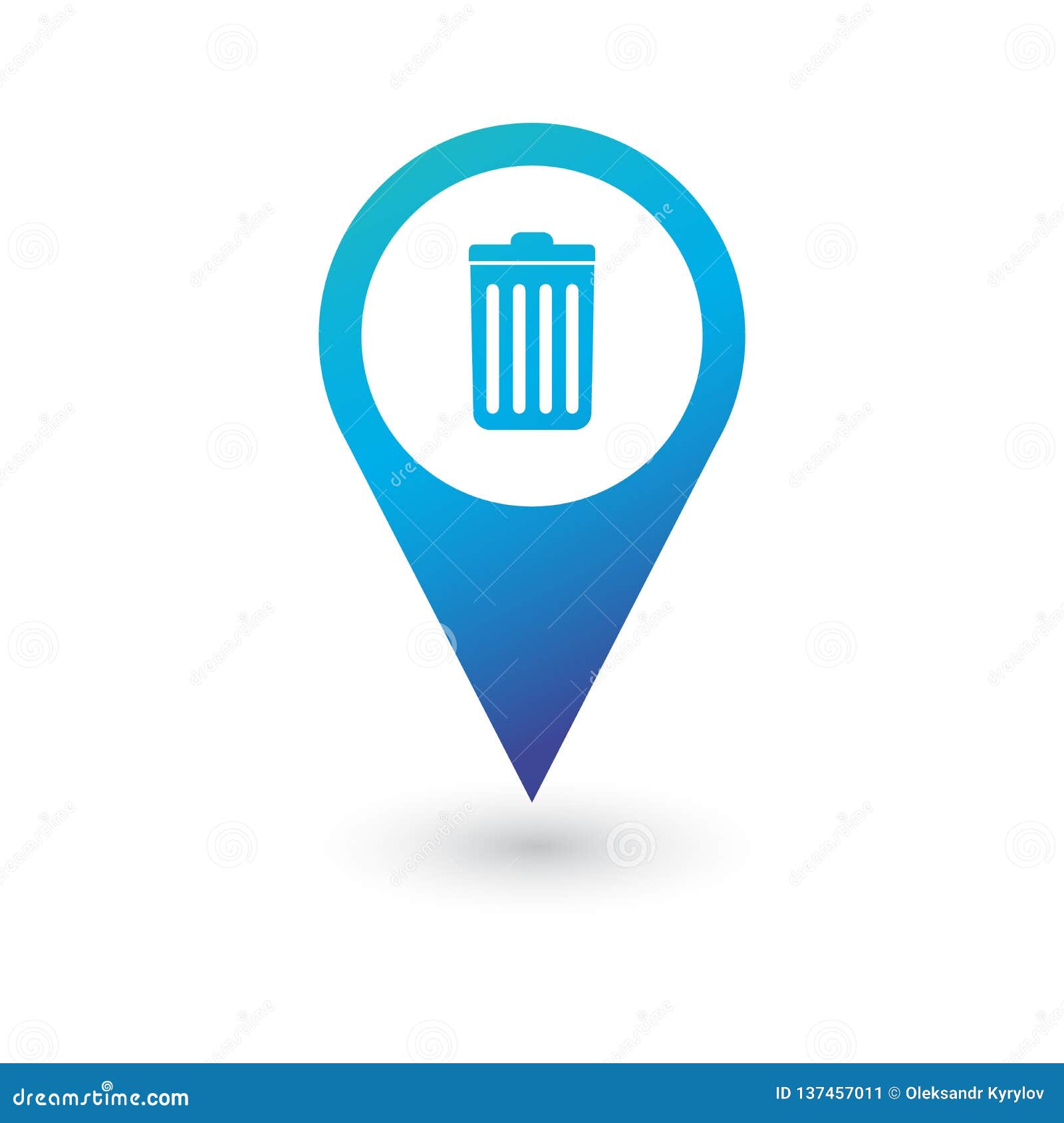 Trash Can Pin Map Pin Icon, Vector Illustration Isolated on White ...