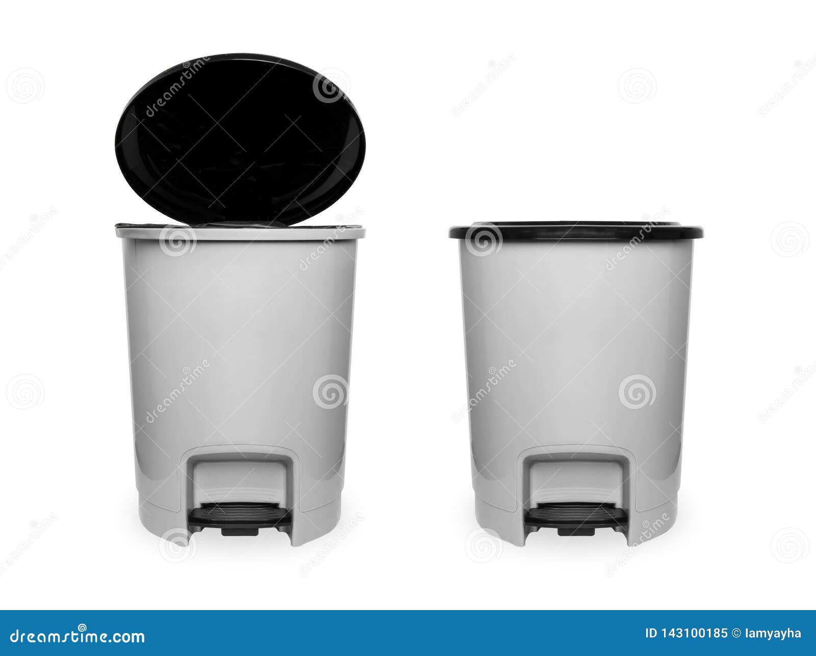 Trash Can with Plastic Black Isolated on White Background with Clipping ...