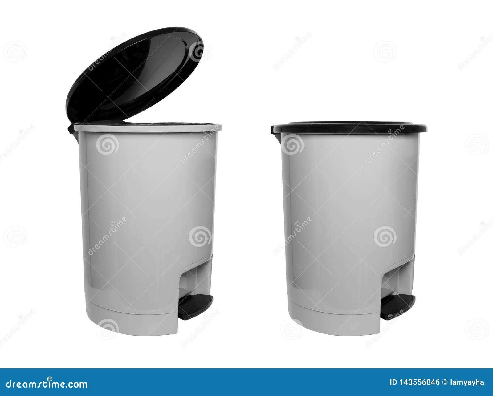 Trash Can with Plastic Black Isolated on White Background with Clipping ...