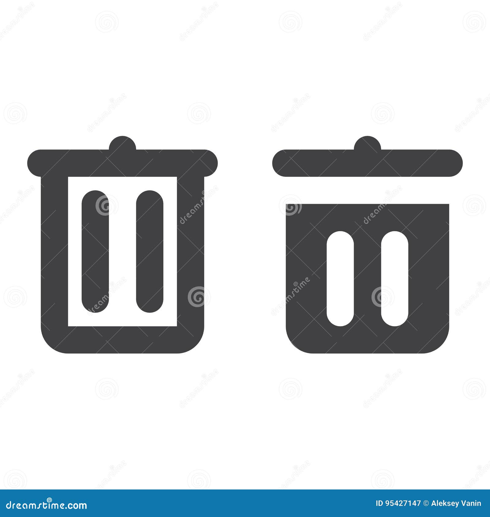 Trash Can, Recycle Bin Thick Line And Solid Icon, Outline And Filled ...