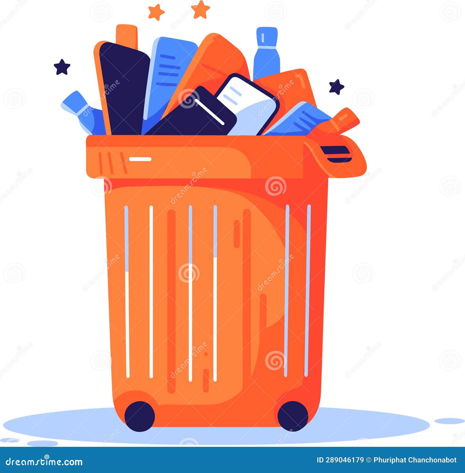 Trash Can for Recycling in UX UI Flat Style Stock Vector - Illustration ...
