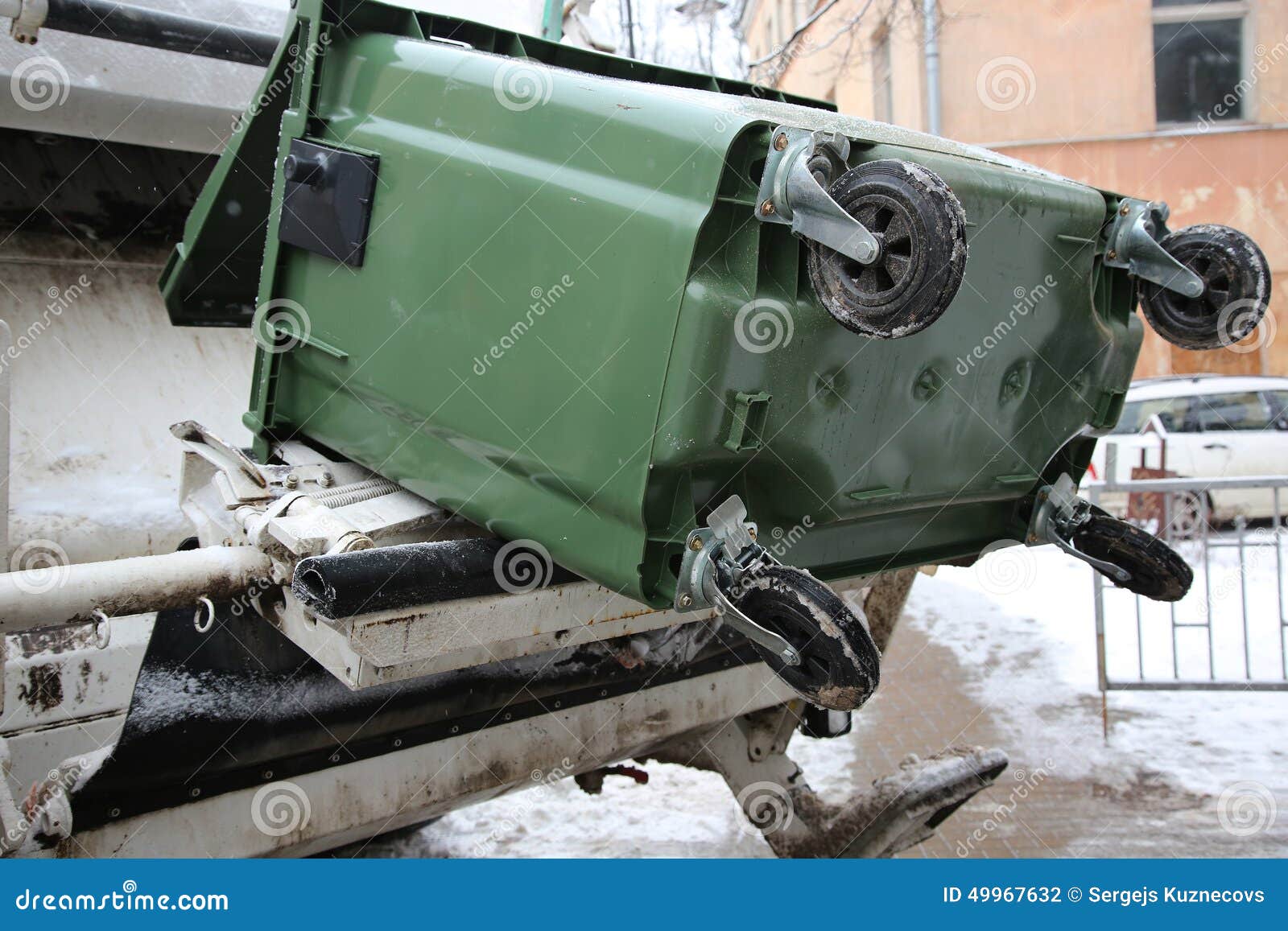 The Trash Can and Refuse Collection Vehicle Stock Photo - Image of work ...