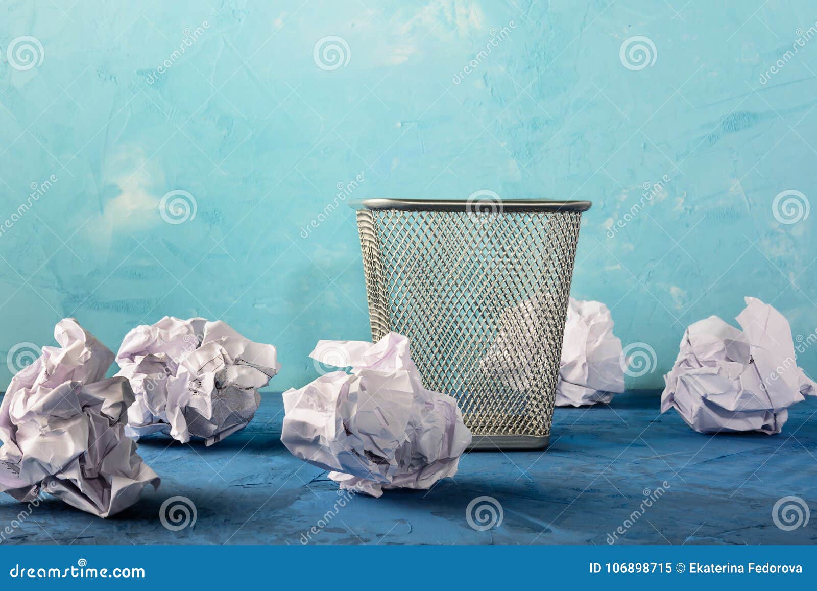 Trash Can with Scattered Papers Around. Beautiful Background with Place ...