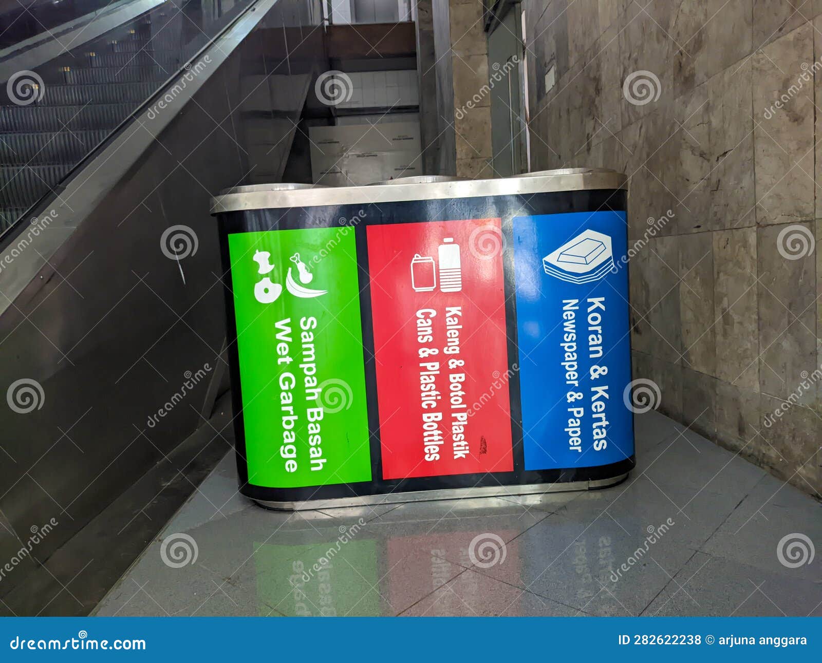 A Trash Can with Three Categories of Trash. Wet, Plastic and Paper ...