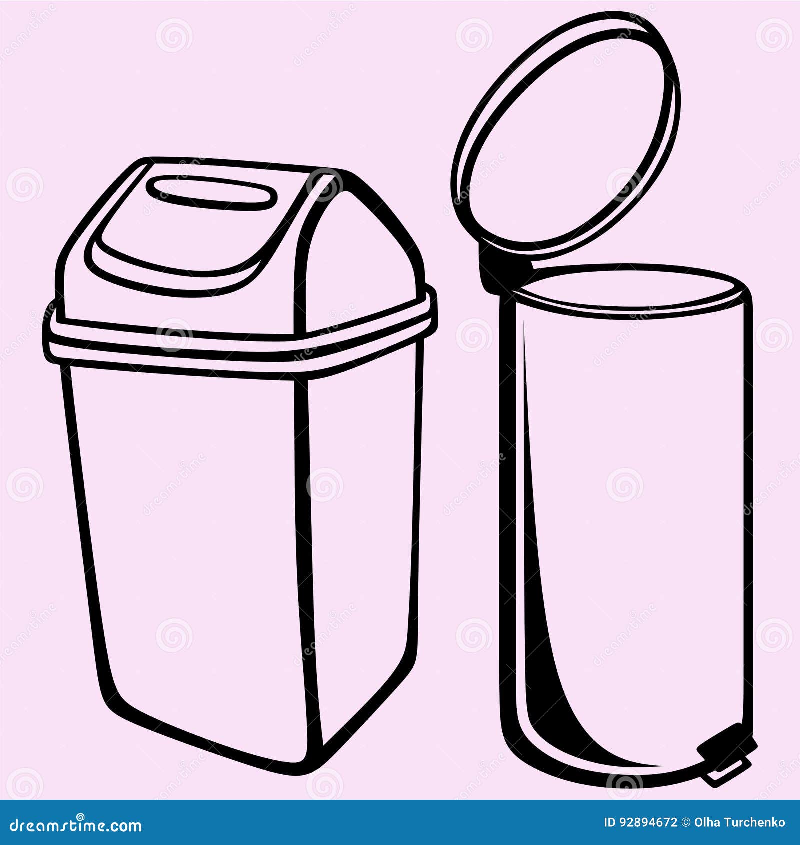 Trash Can Vector Silhouette Stock Vector - Illustration of cheerful ...