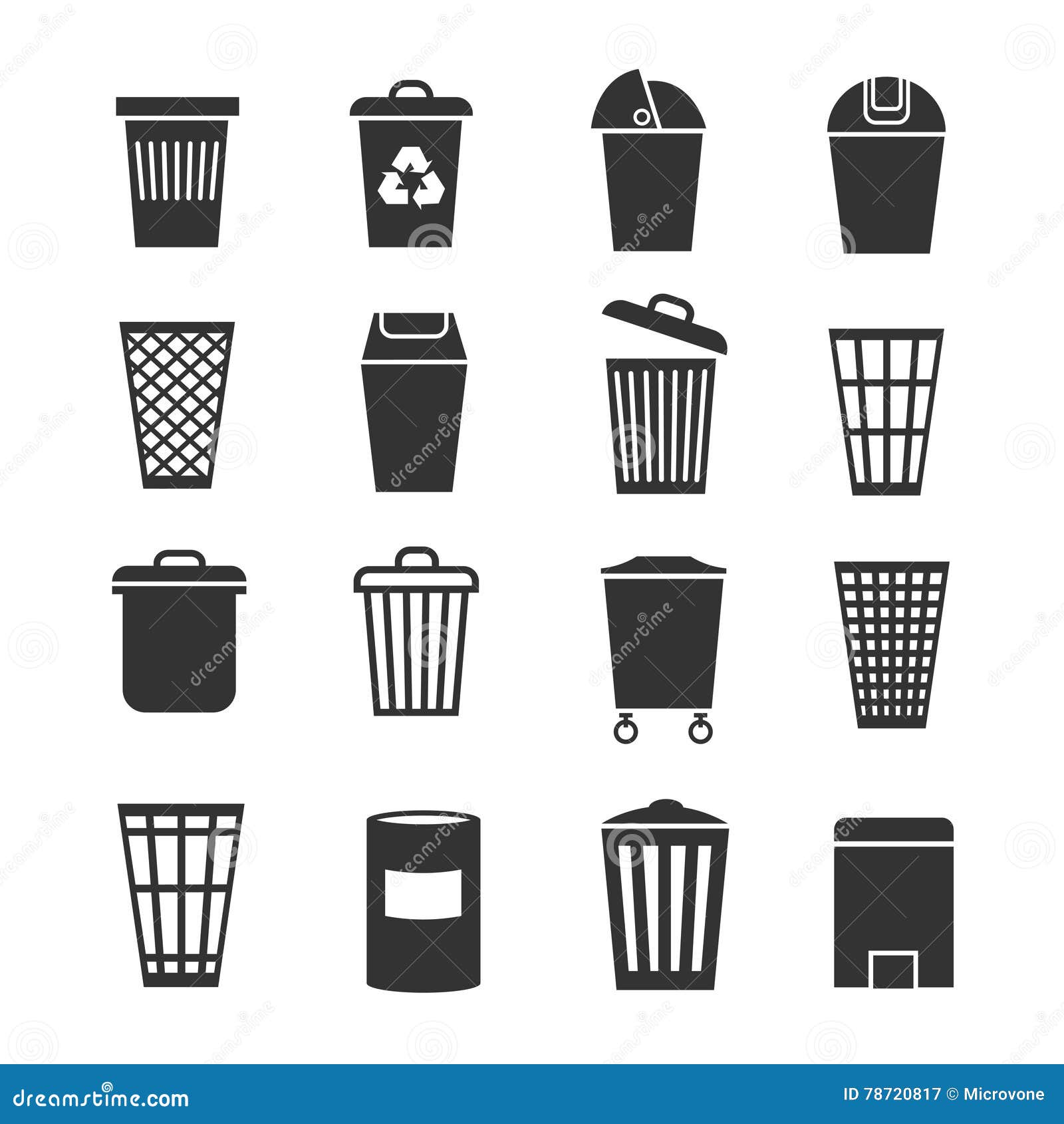 Trash Can, Waste Basket and Bin, Garbage Vector Icons Stock Vector ...
