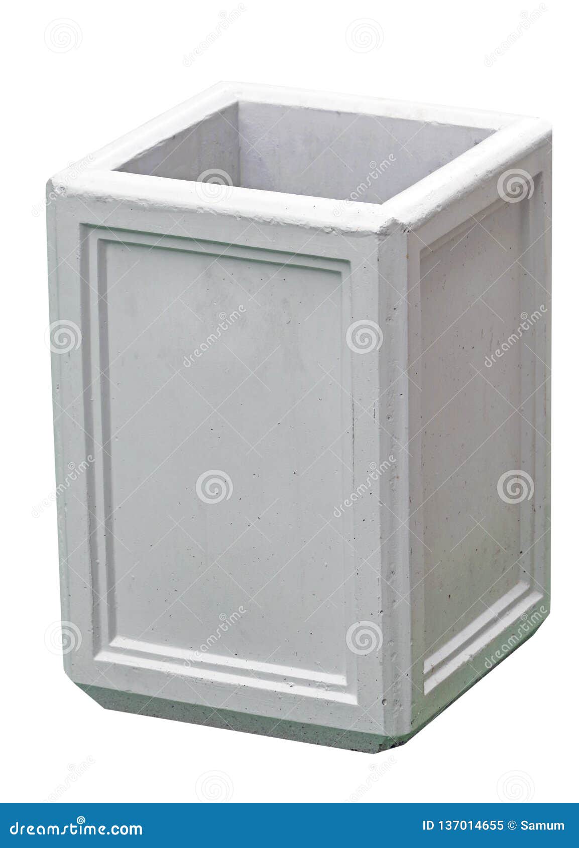 Trash can on white stock image. Image of metal, weathered - 137014655