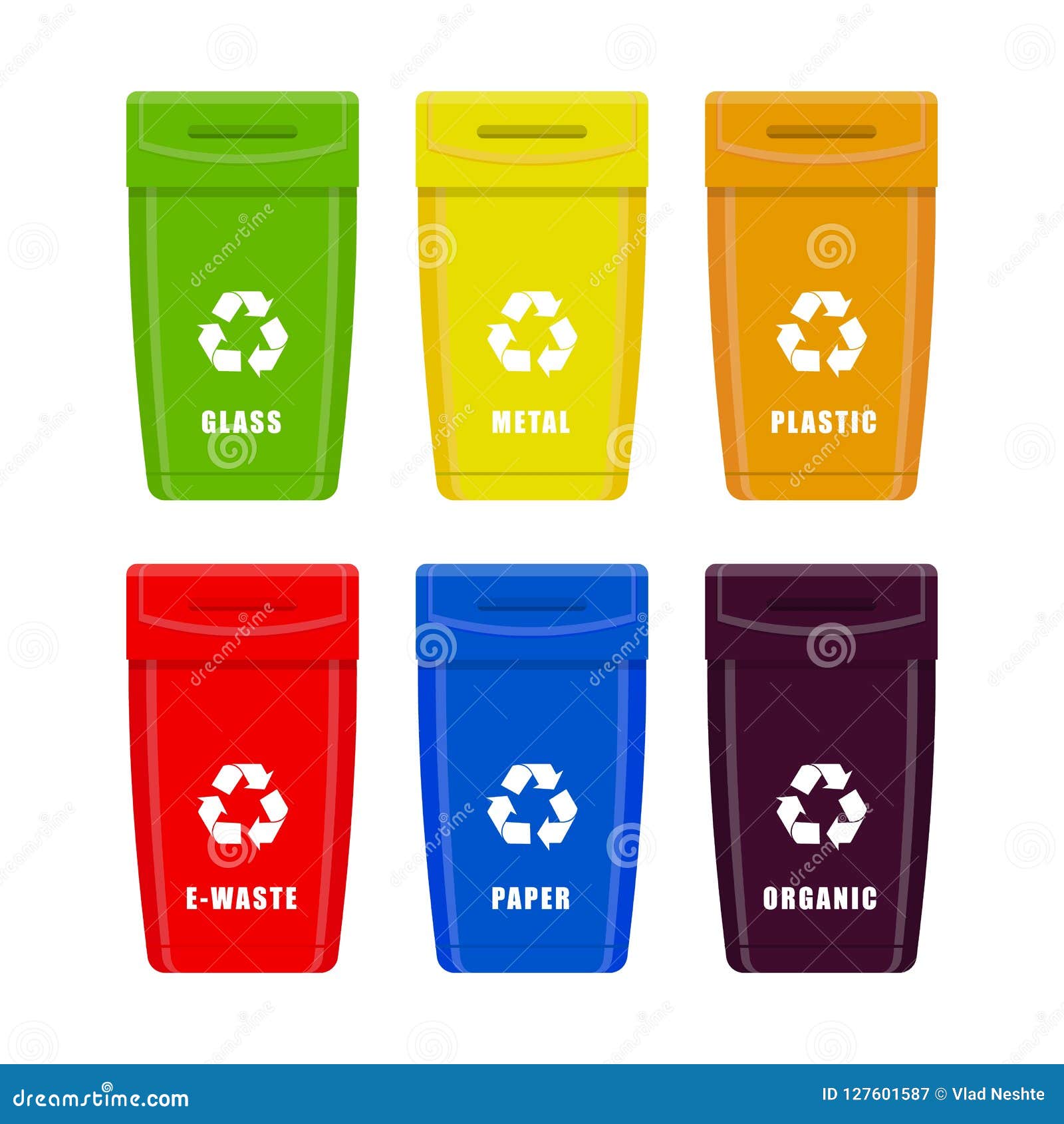 Trash Cans. Containers Garbage for Different Types of Garbage Stock ...