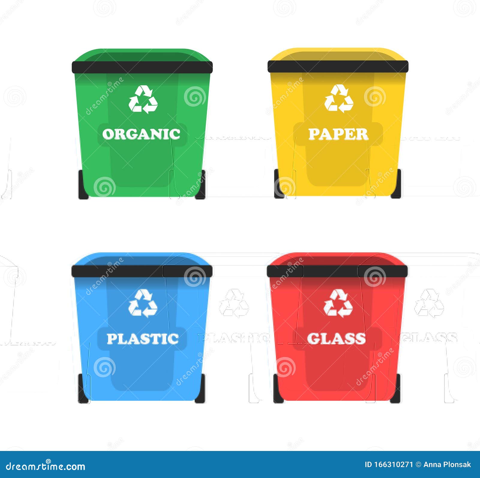 Trash Cans in a Flat Style. Sorting Garbage Stock Illustration ...