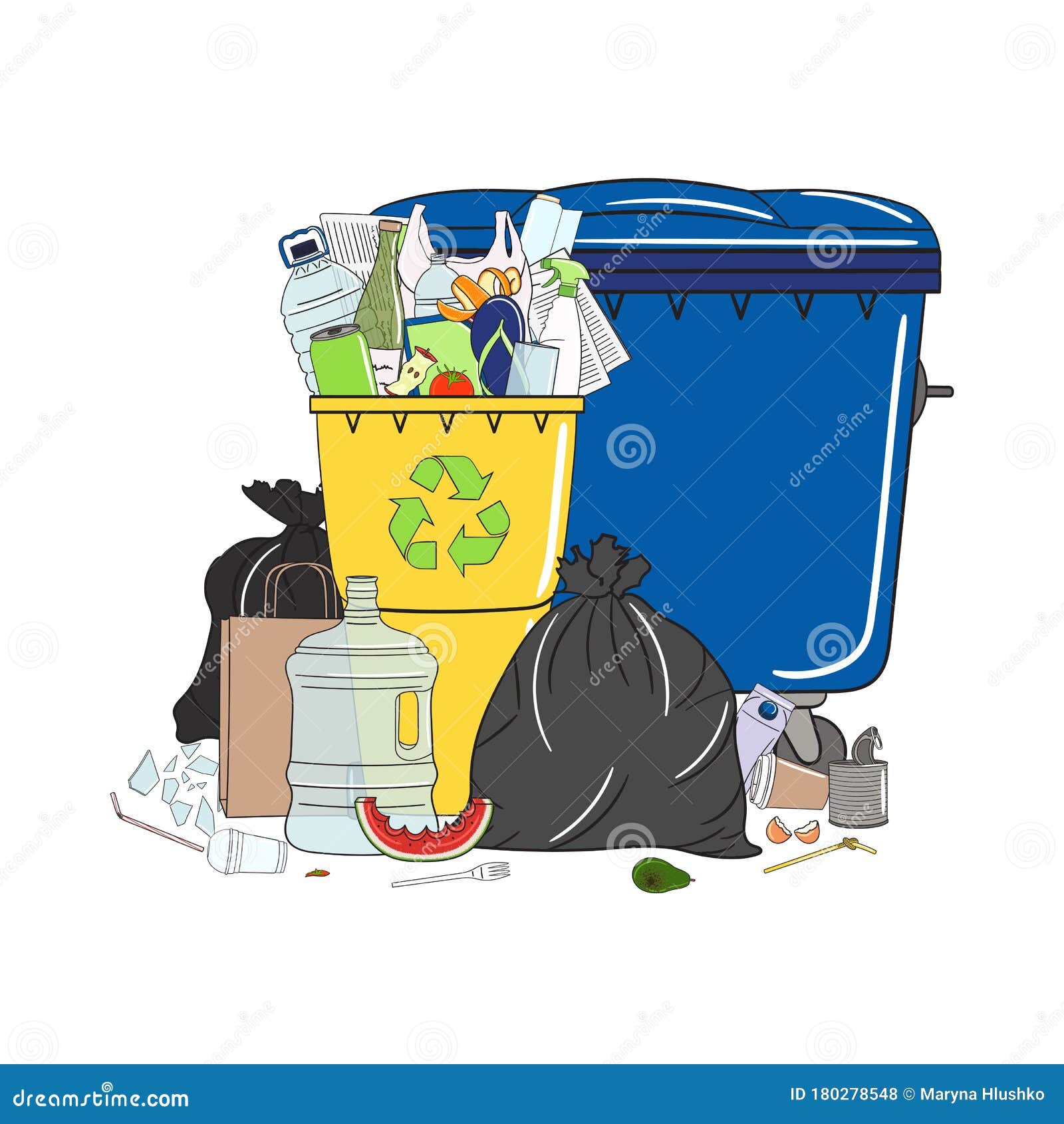 Garbage Pile Line Outline Icon Vector Illustration | CartoonDealer.com ...