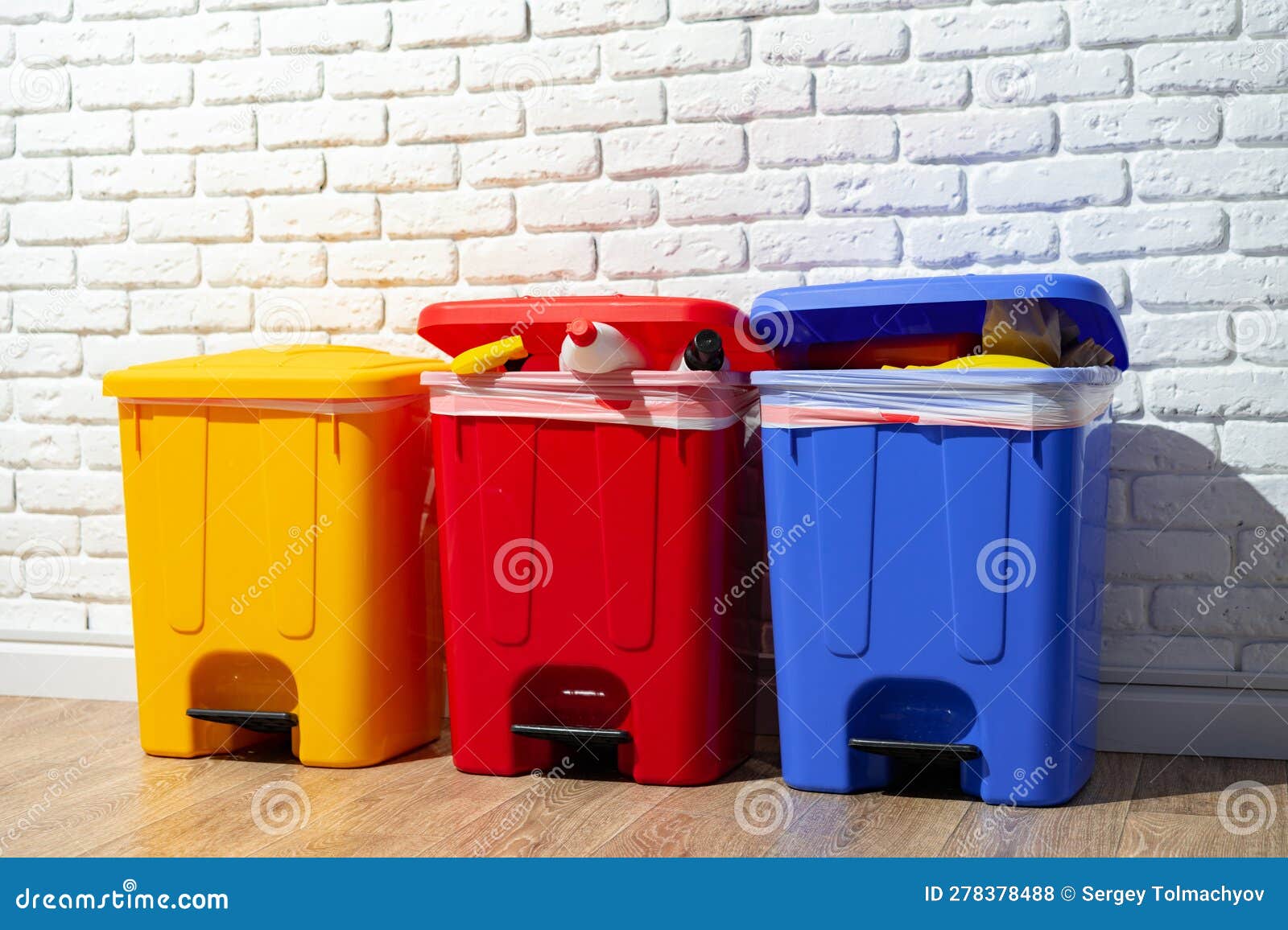 Trash Cans Full of Waste in the Building Stock Photo - Image of garbage ...