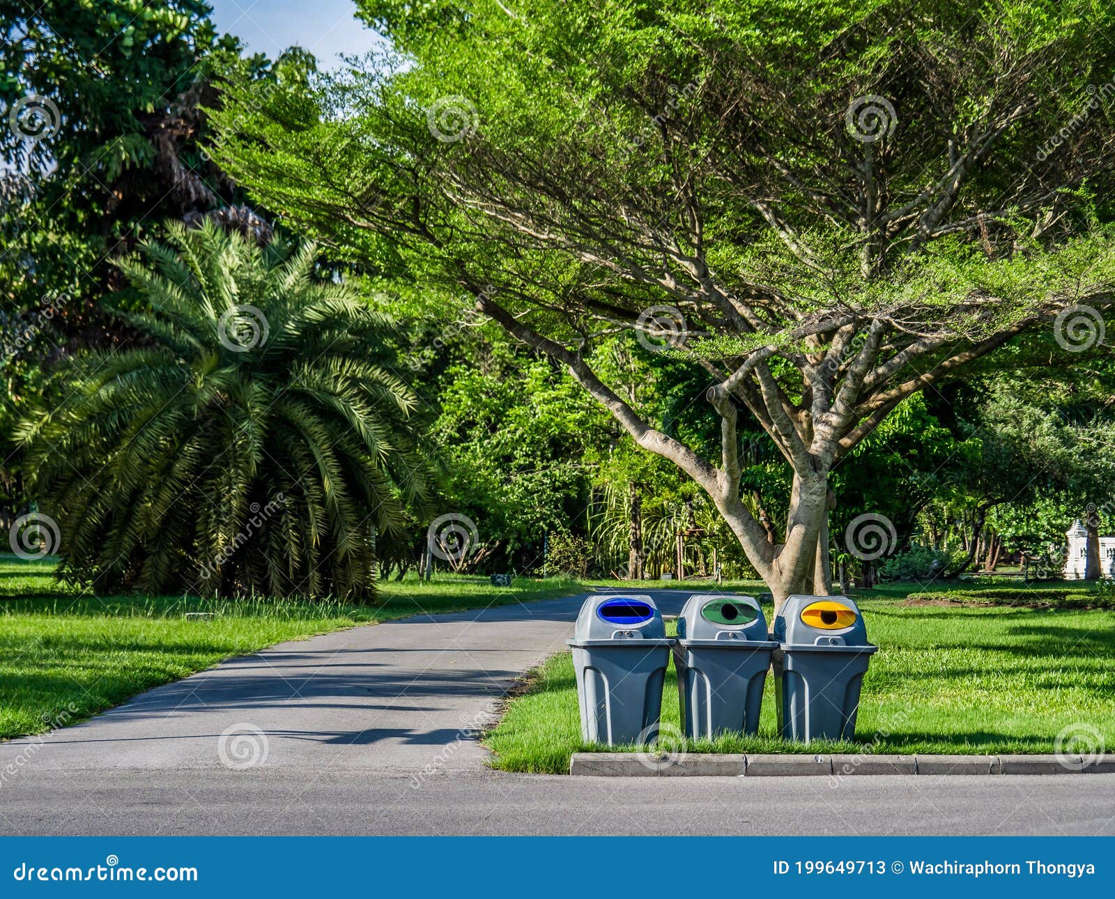 Trash Cans in the Green Park Stock Image - Image of rubbish, clean ...