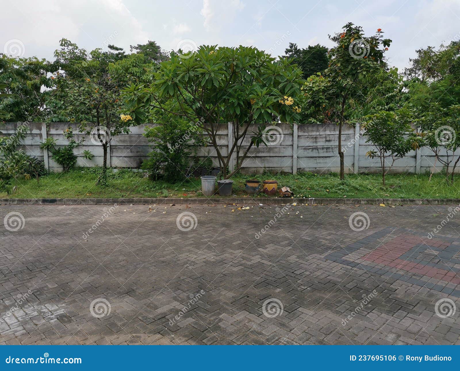 Trash Cans Lined the Roadside Residential Area Stock Photo - Image of ...