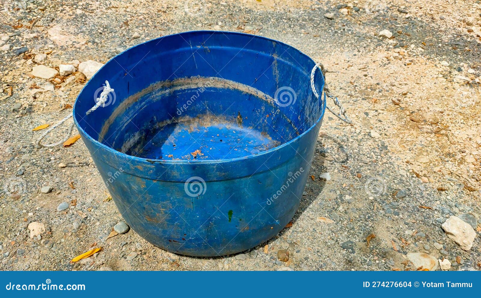 Trash Cans are Made of Used Plastic Drums Stock Photo - Image of water ...