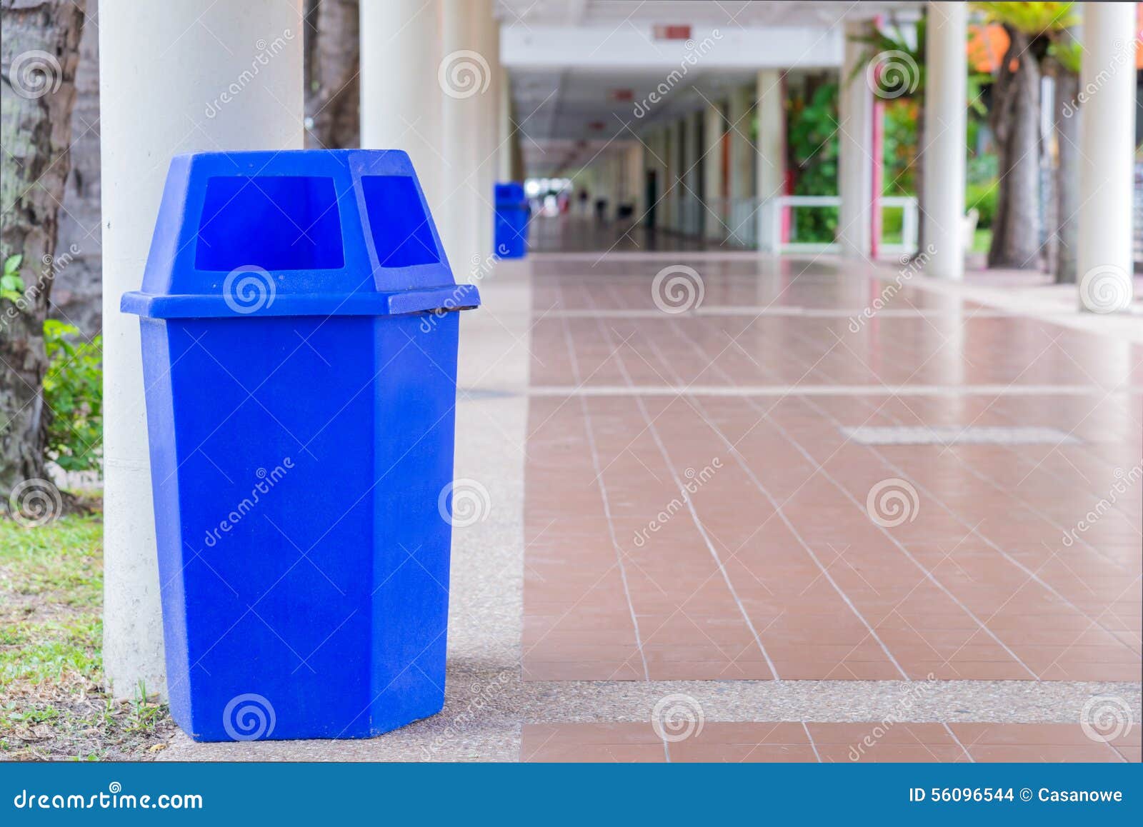 Trash Cans in the Park beside the Walk Way Stock Photo - Image of ...