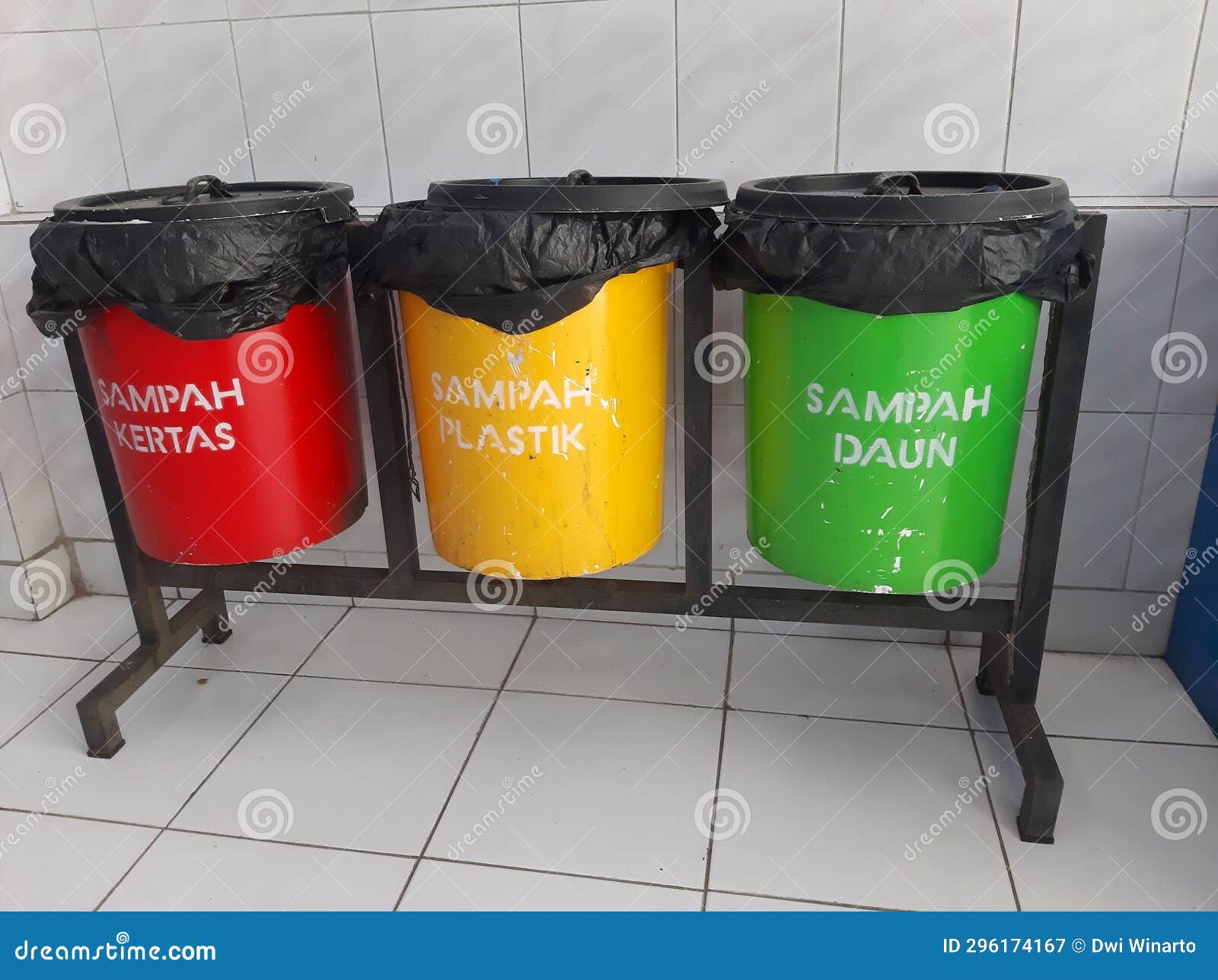 Trash cans are separated stock image. Image of food - 296174167