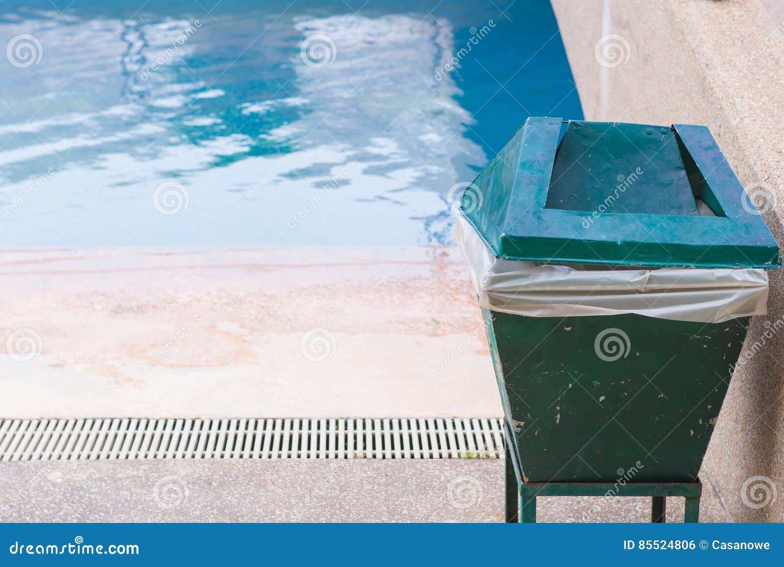 Trash Cans in the Swimming Pool at Hotel Stock Photo - Image of bottle ...