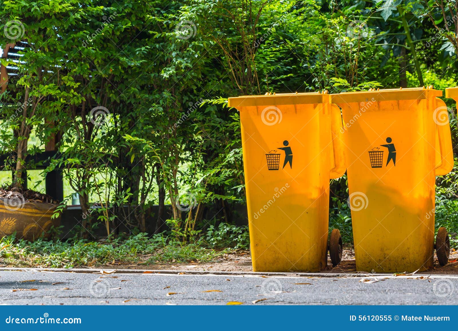 Trash cans stock image. Image of street, trash, green - 56120555