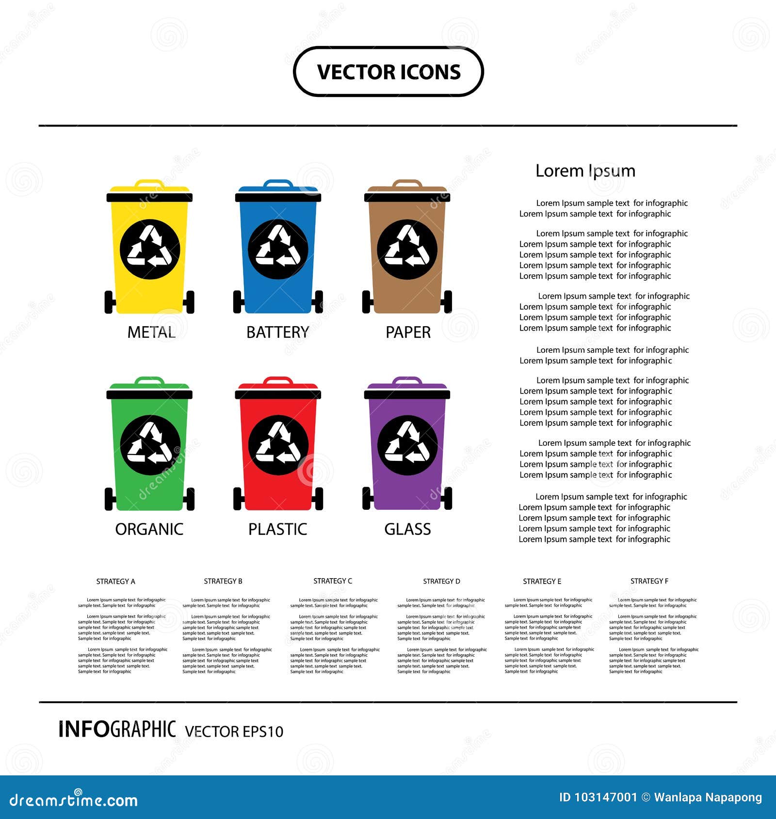 Trash Categories Recycle Bin Info Graphic Icon Stock Vector ...