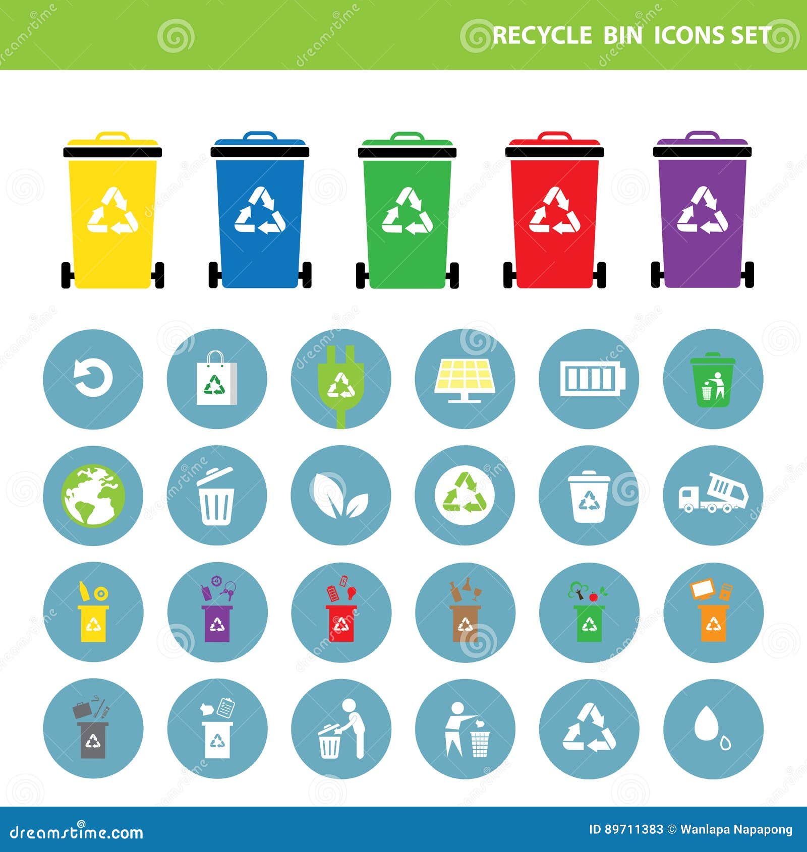 Trash Categories Recycle Garbage Bin Stock Vector - Illustration of ...