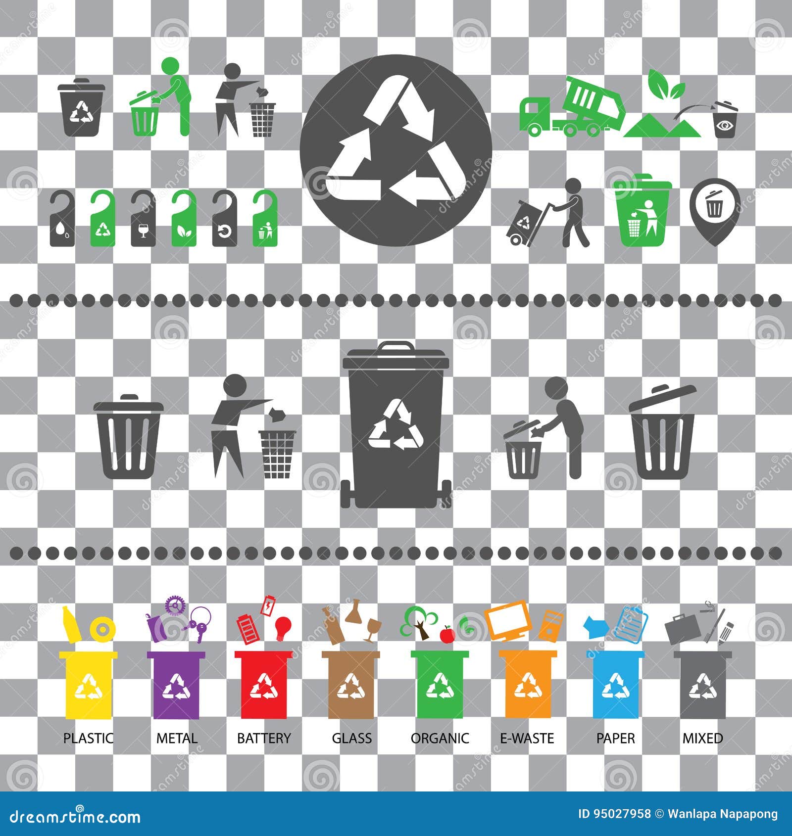 Trash Categories Recycle Garbage Bin Stock Vector - Illustration of ...
