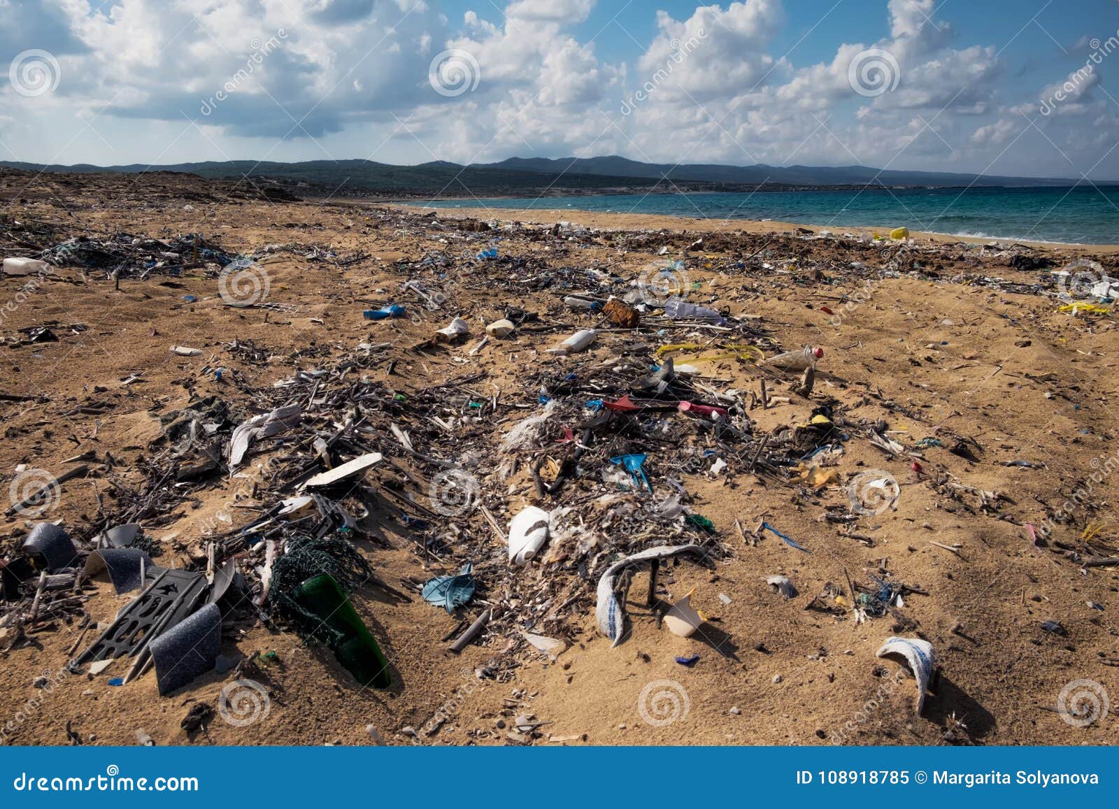 Garbage on the beach stock image. Image of forgotten - 108918785