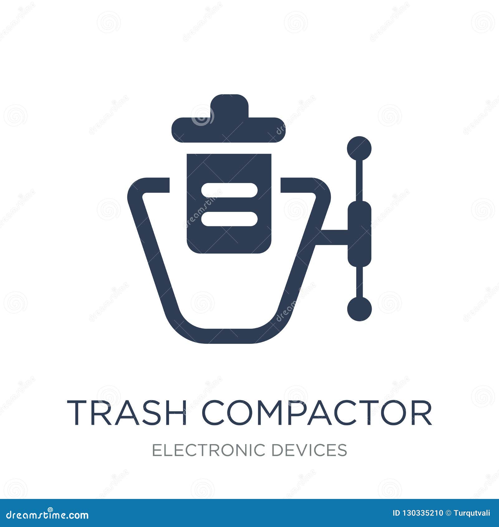 Trash Compactor Vector Icon On White Background. Flat Vector Trash ...