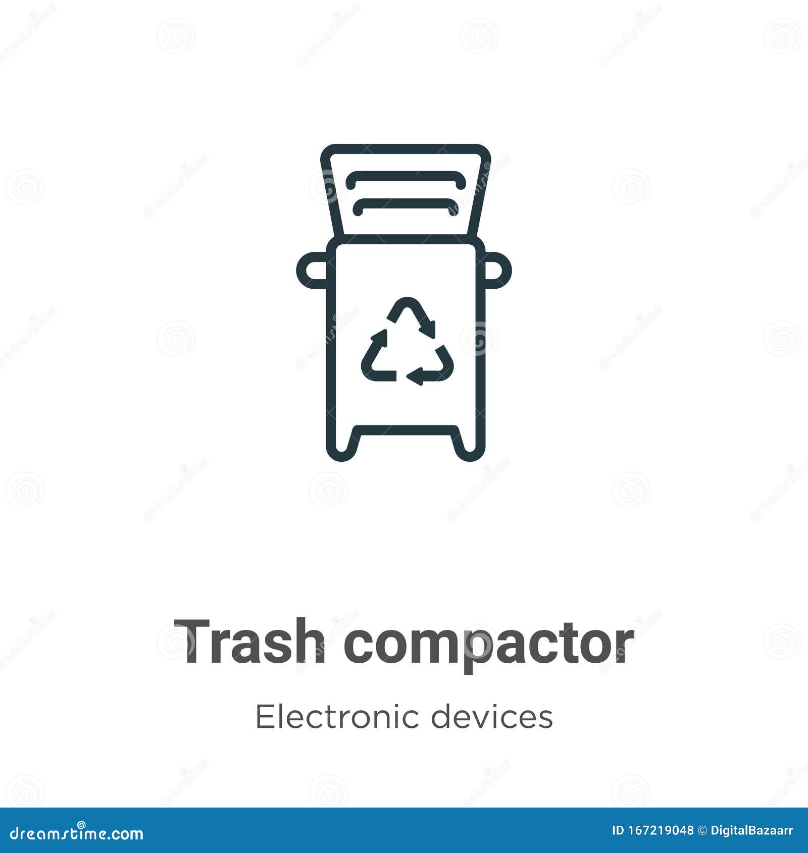 Trash Compactor Outline Vector Icon. Thin Line Black Trash Compactor ...