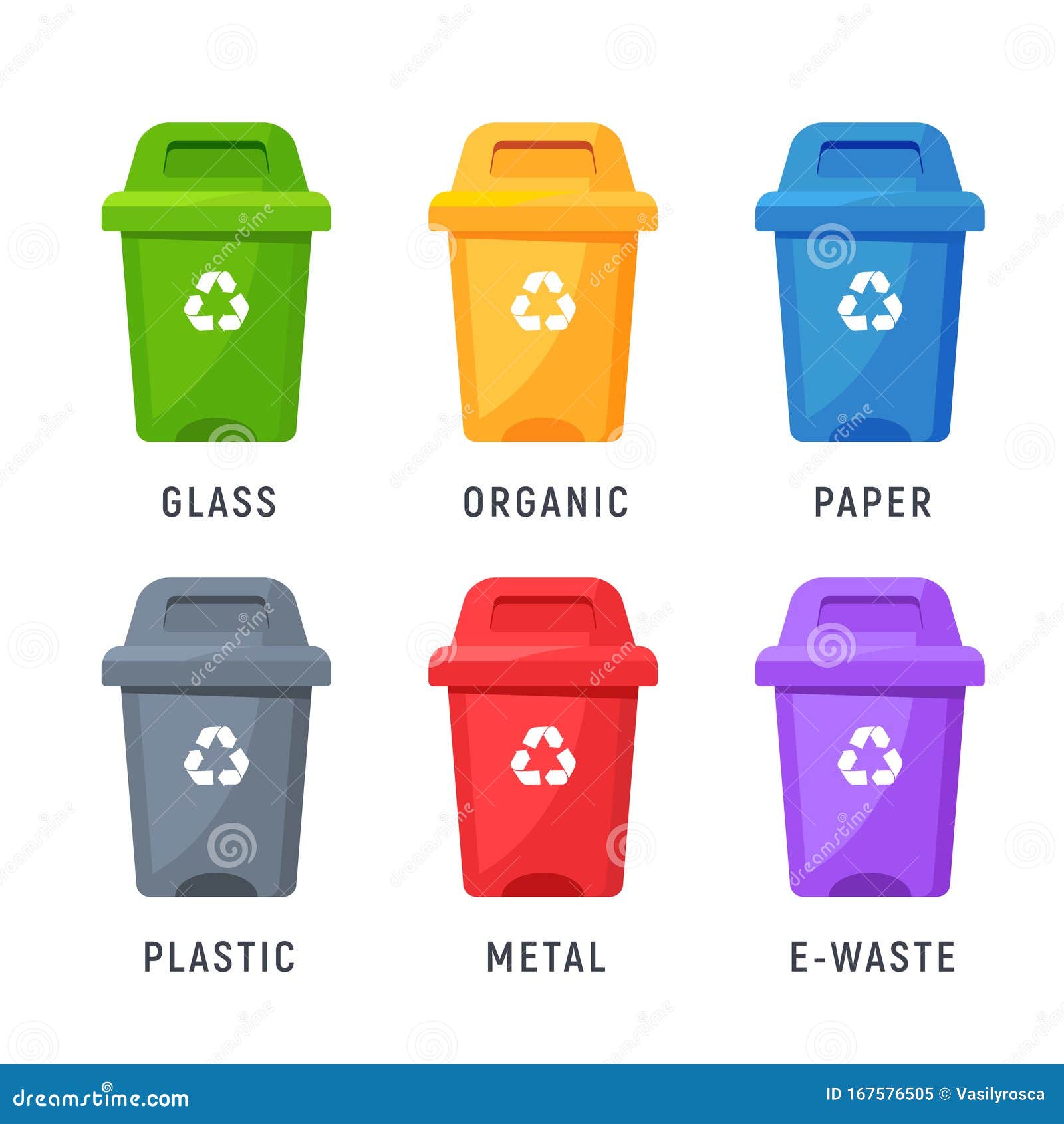 Trash Container Bin Icon. Garbage Can Metal Recycle Basket Box for ...