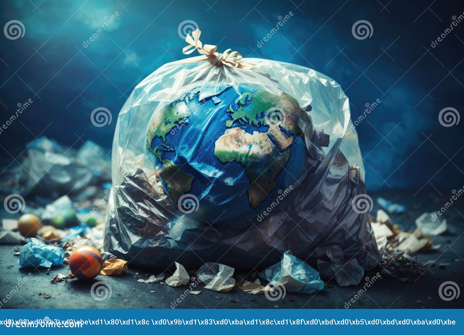 Trash Container with Discarded Earth Planet. Ai Generative Stock ...