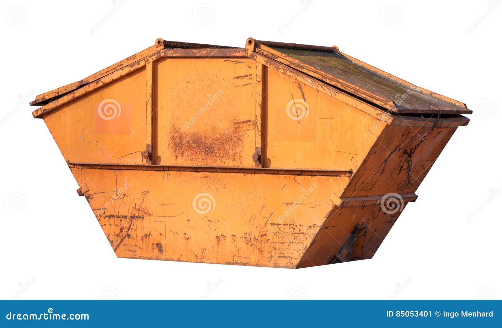 Trash Container with Heavy Scratches Isolated Stock Image - Image of ...